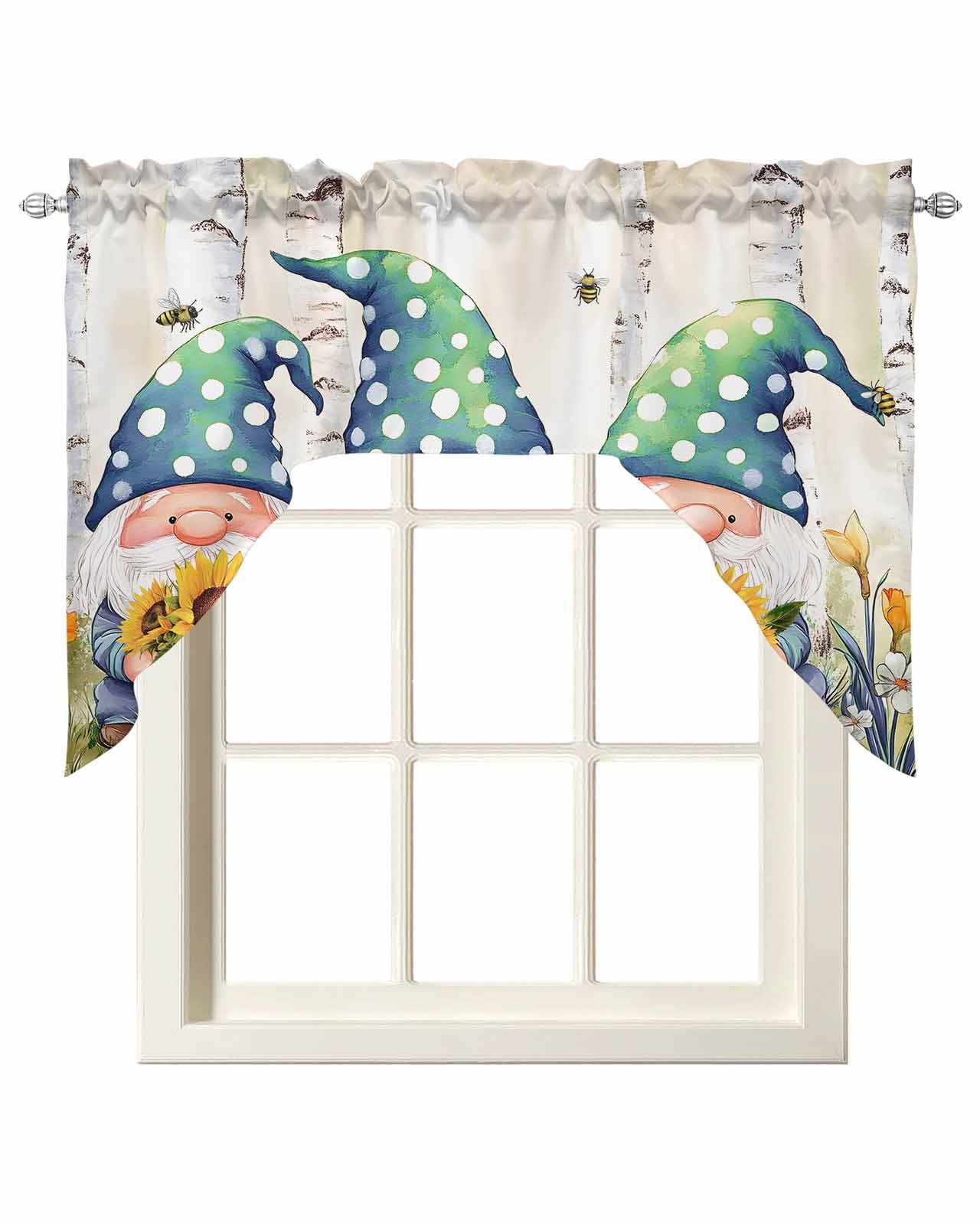 White-Beard Dwarf Kitchen Curtains Swag Valance for Windows/Bathroom ...