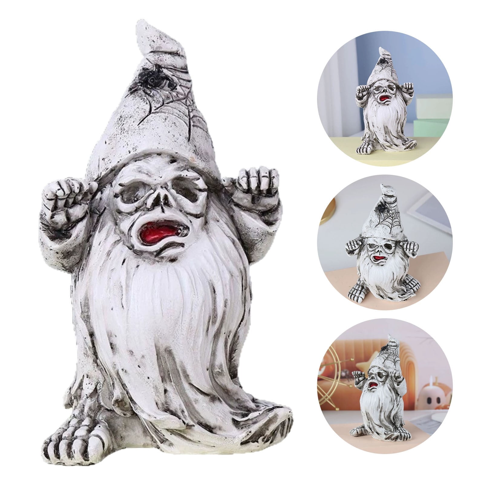 White-Bearded Dwarf Gnome Statue–Resin sculpture for garden, indoor ...