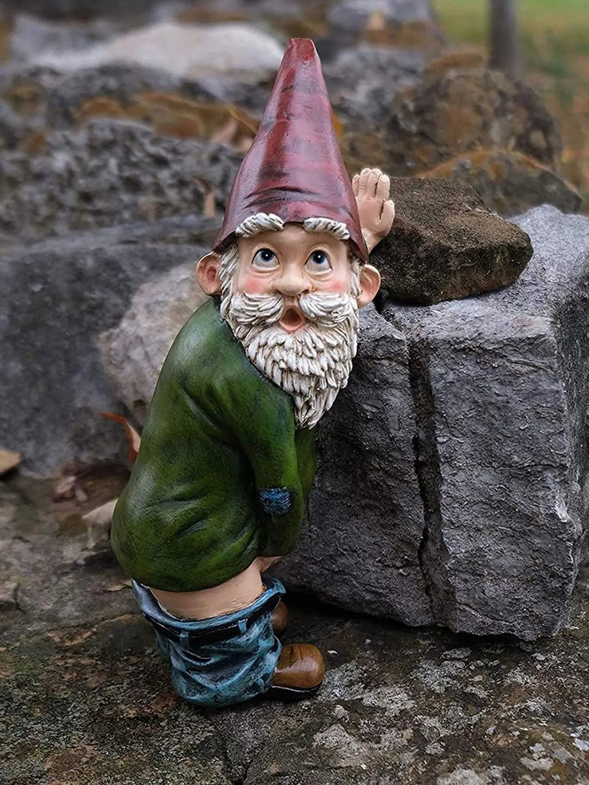 White Bearded Old Man Dwarf Sculpture Creative Urinating Gnome Statue ...