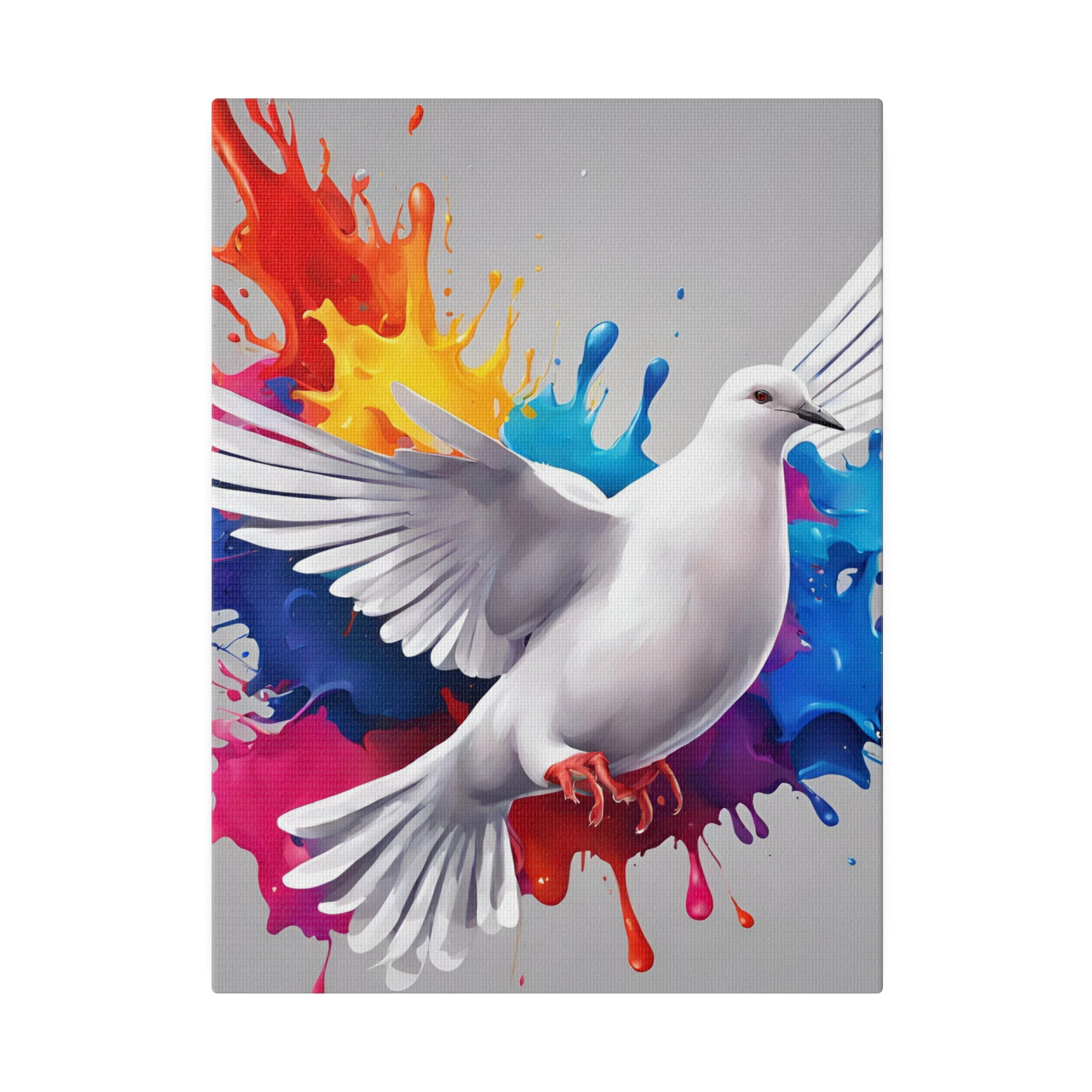 White Beautiful Dove canvas wall art, Animal Wall Art, Colorful home ...