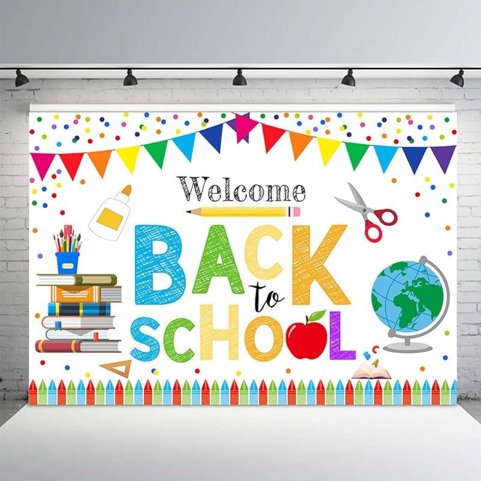 White Beautiful Welcome Back to School Backdrop for Kids Children ...