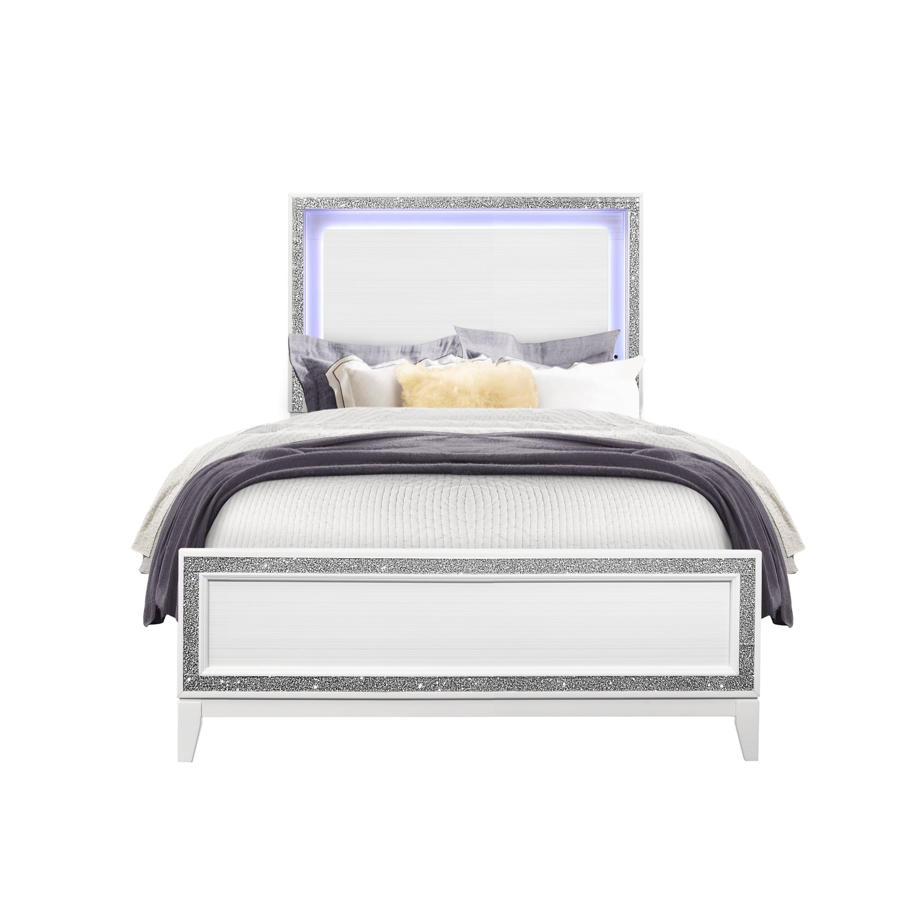 White Bed, Full Size, Transitional Style, 4 Slats, Chip Board - Walmart.com