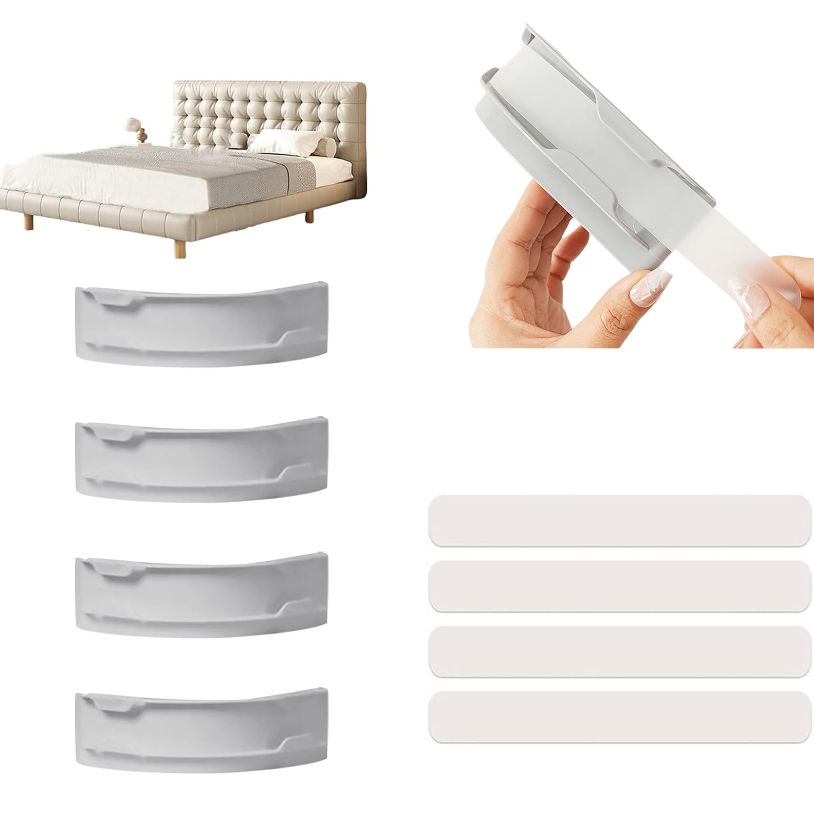 White Bed Sheet Fastener Set of 4 - Secure Lock Strips for Corners ...