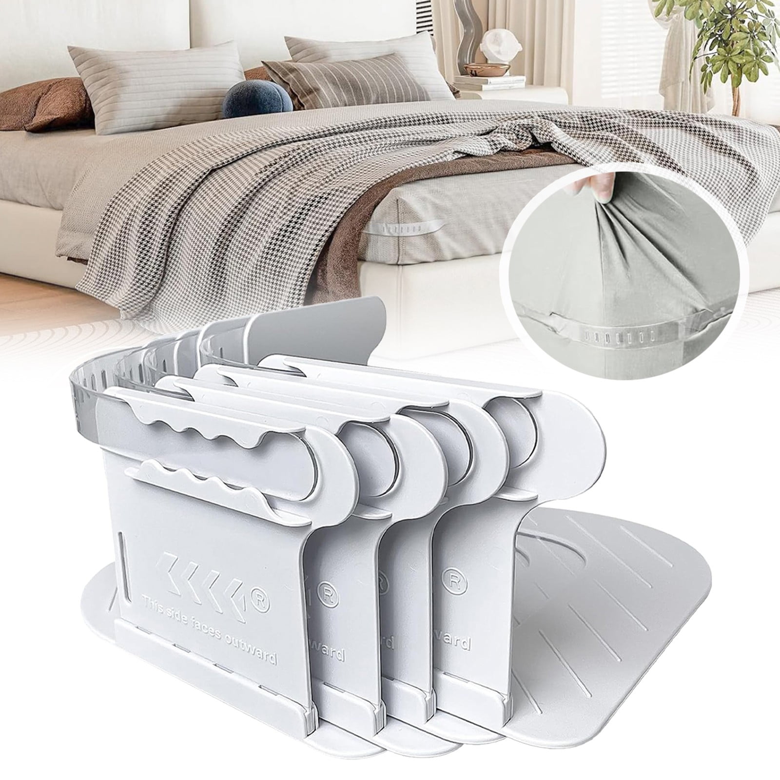 White Bed Sheet Holders for Corners - Open Corner Bed Sheet Holder Lock ...