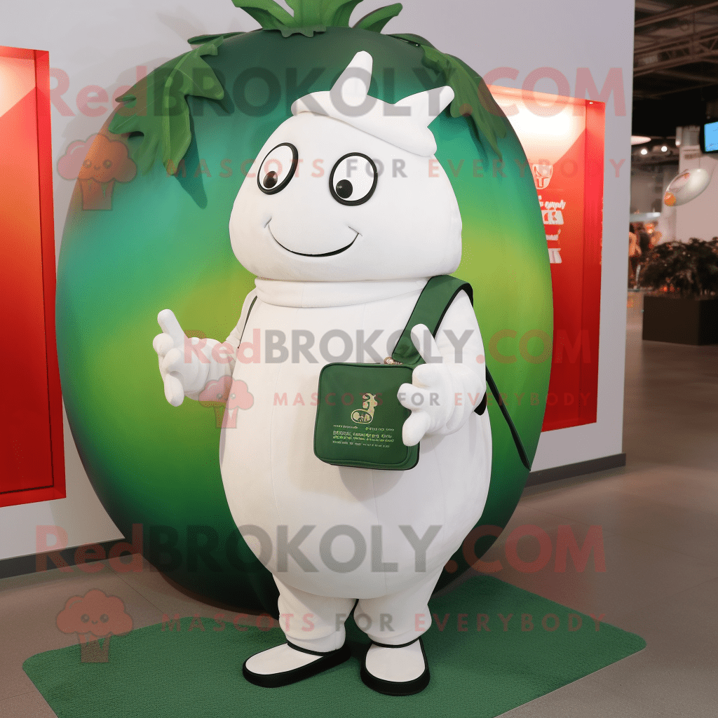 White Beet REDBROKOLY mascot costume character dressed with a ...