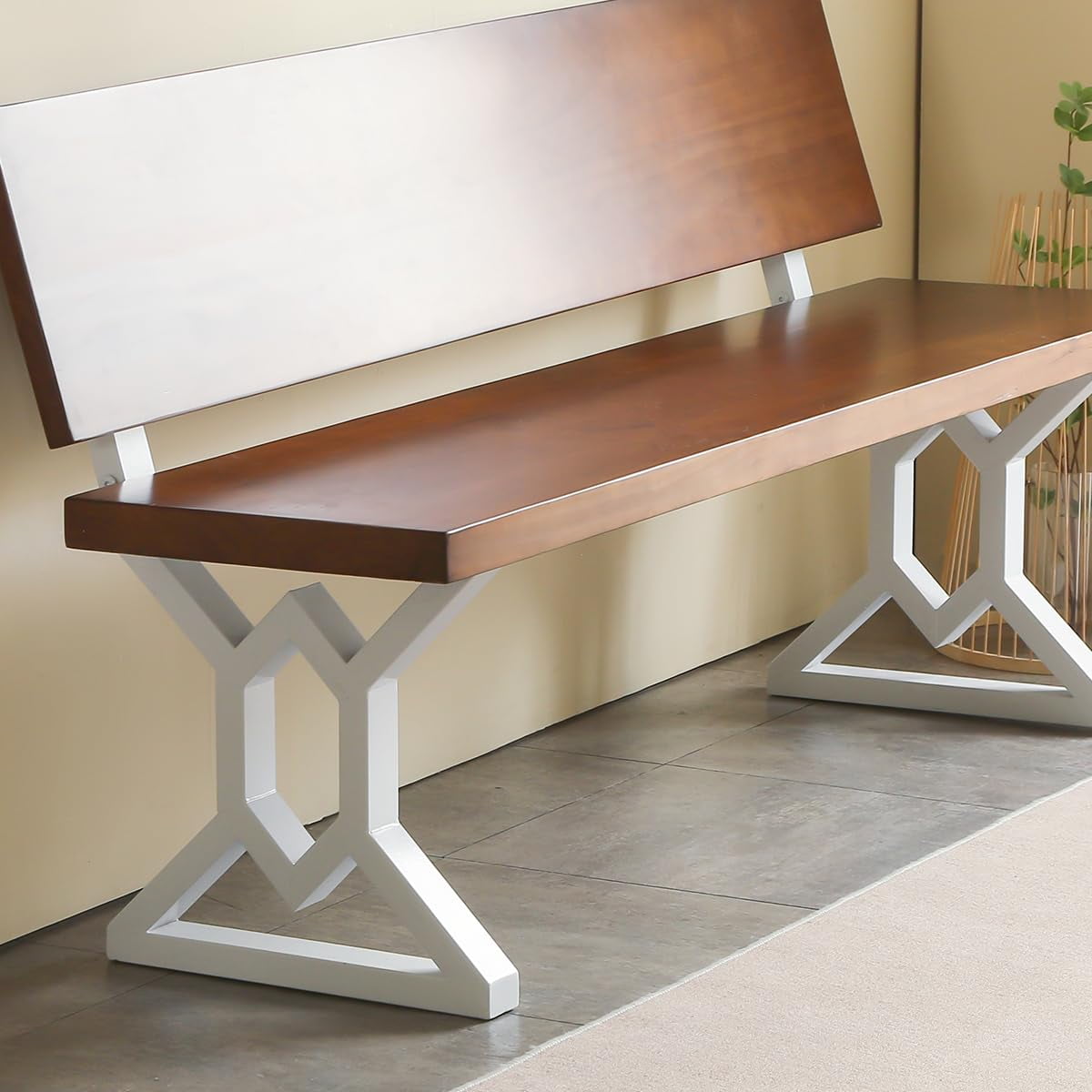 White Bench Legs 16 Inch, Triangle Metal Chair Base Legs with Backrest ...