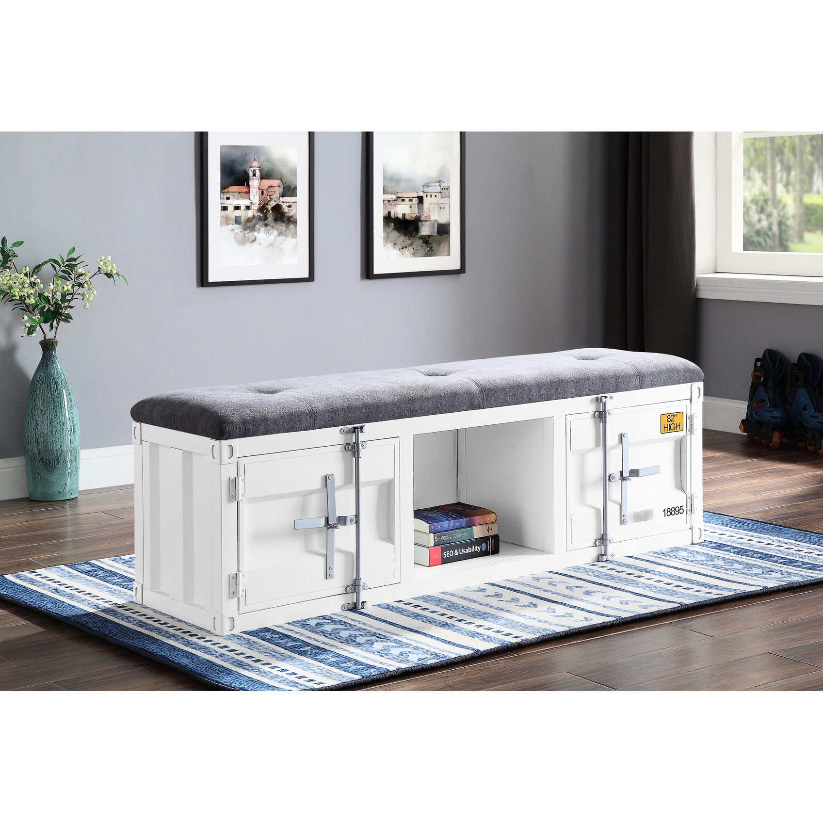 White Bench with Container-Style Panels / Add Industrial Style to Your ...