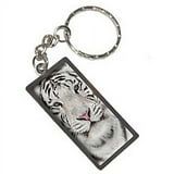 White Bengal Tiger With Blue Eyes Keychain Key Chain Ring - Walmart.com