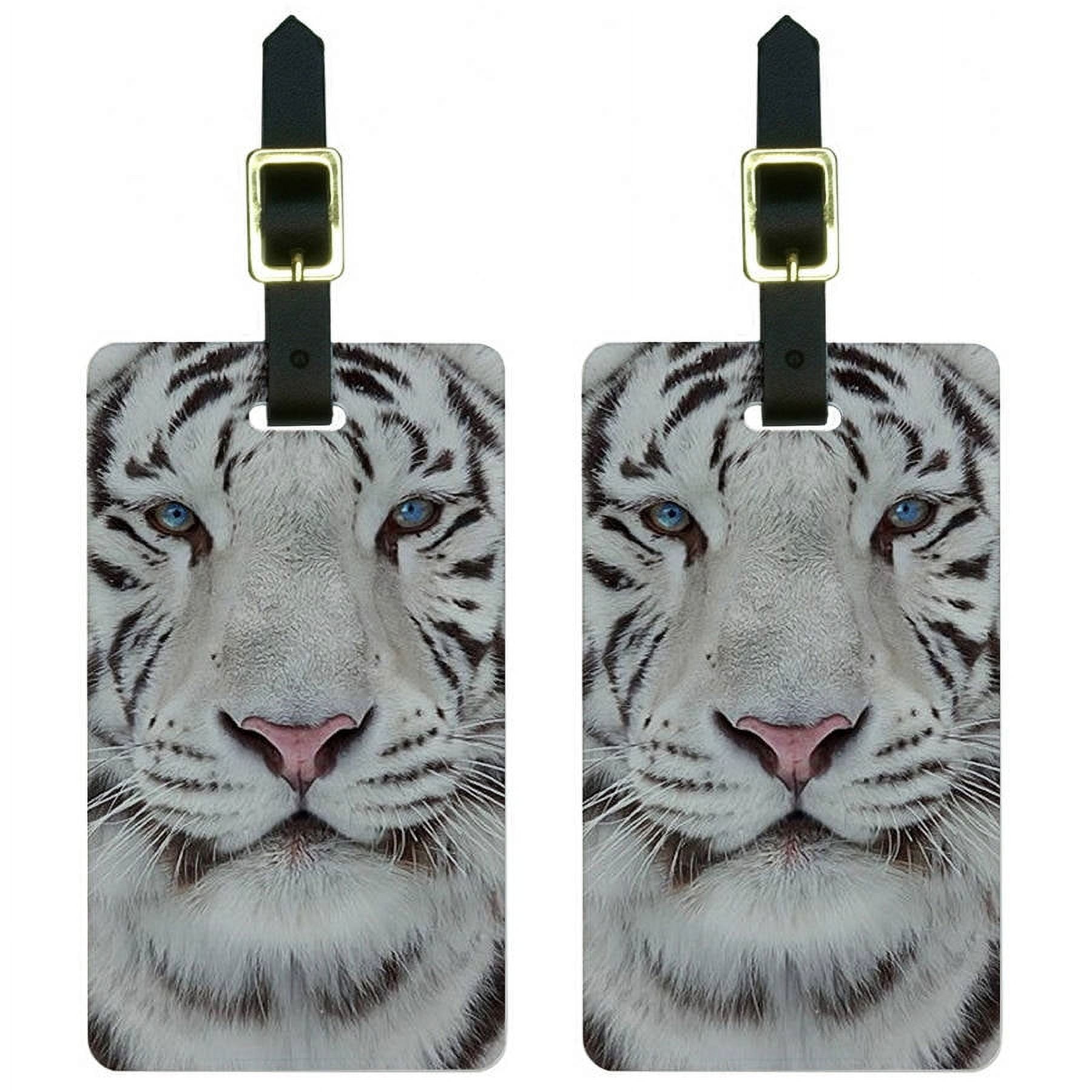White Bengal Tiger with Blue Eyes Luggage Tags Suitcase Carry-On ID ...