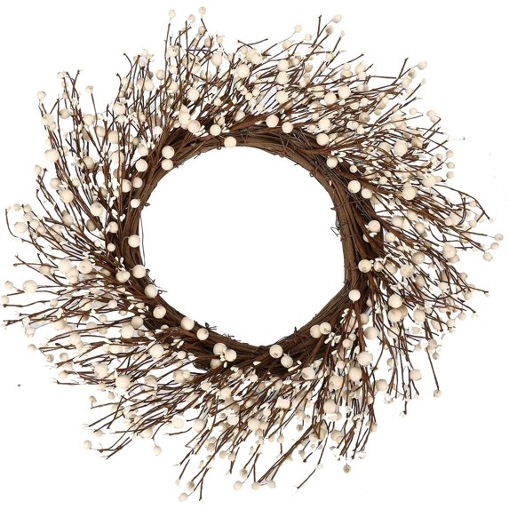 White Berry Wreath 22 Inch Winter Wreath Cream Winter Wreaths for Front ...