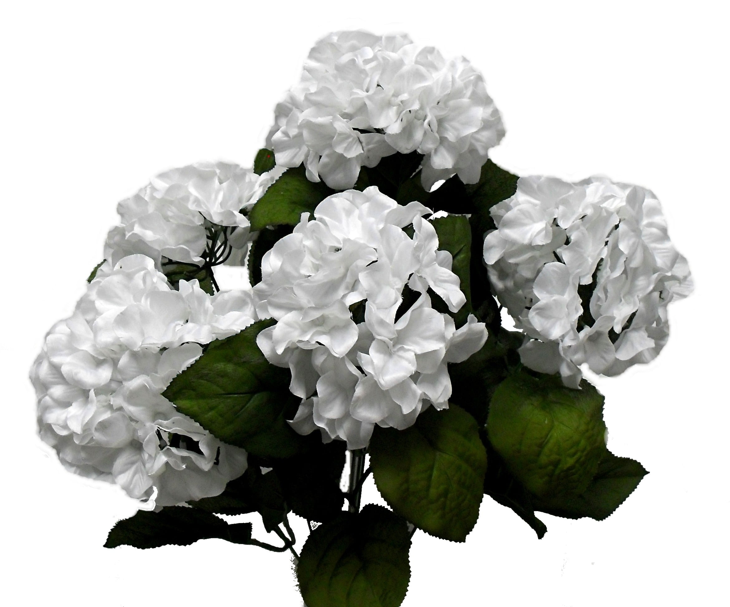 White Bigleaf Hydrangea 21in Artificial Polysilk Faux Fake Flower Bush ...