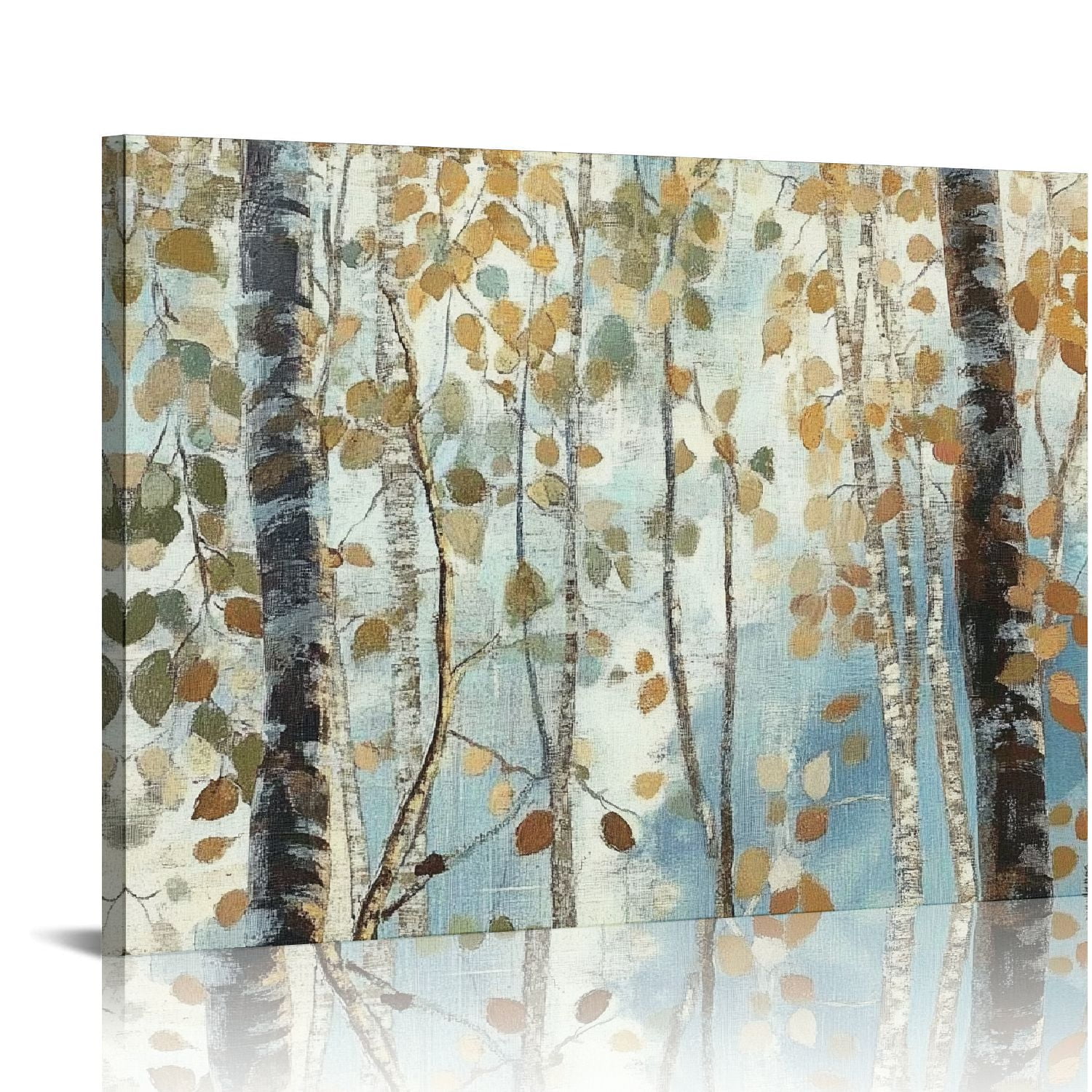 White Birch Tree Canvas Wall Art, Modern Landscape Painting for Living ...