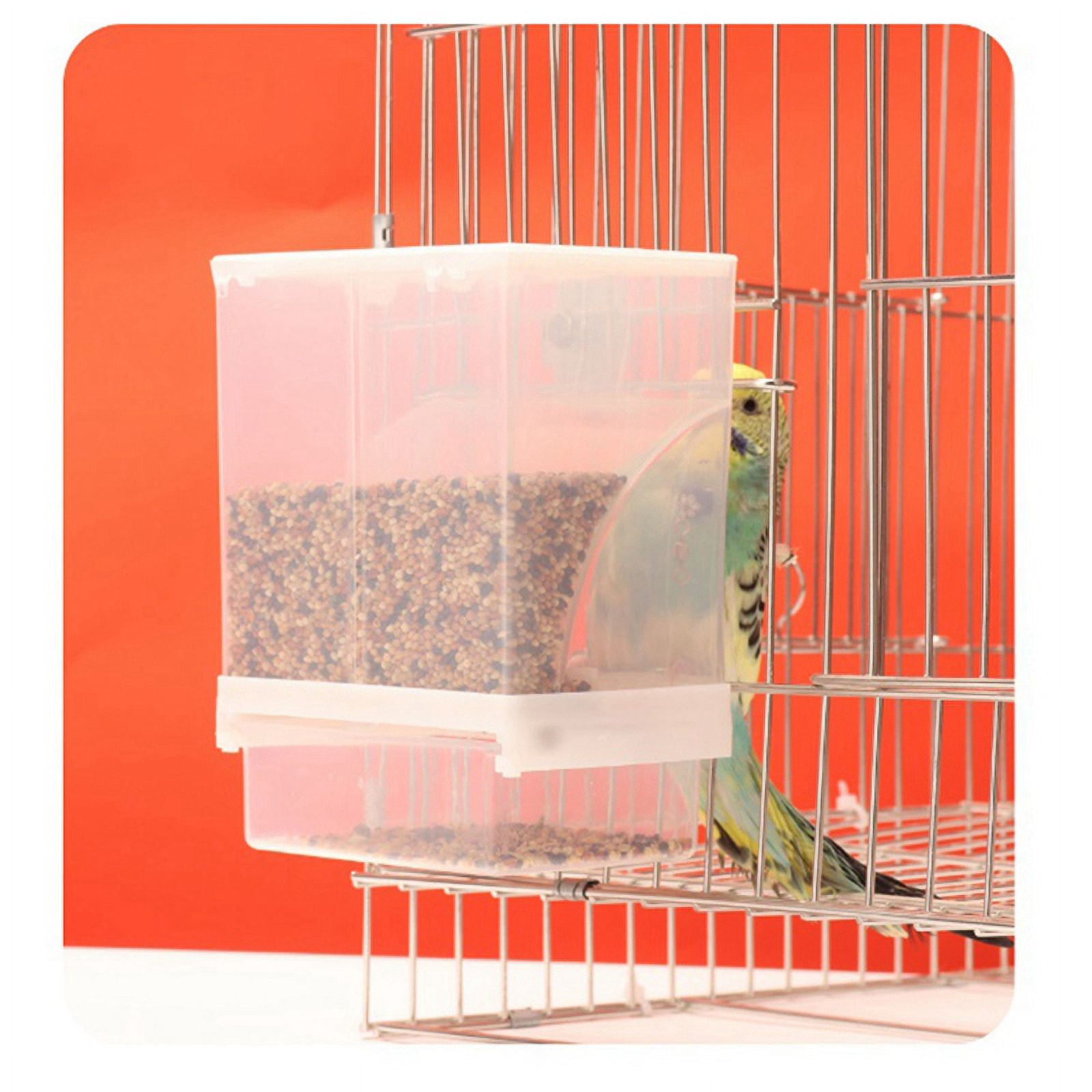 White Bird Feeders Automatic Parrot Feeder Drinker Seed Food Container ...