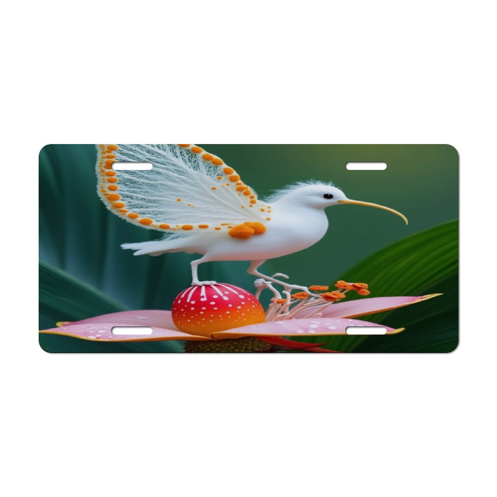 White Bird on Pink Flower Car Decorative Front License Plate,Vanity Tag ...