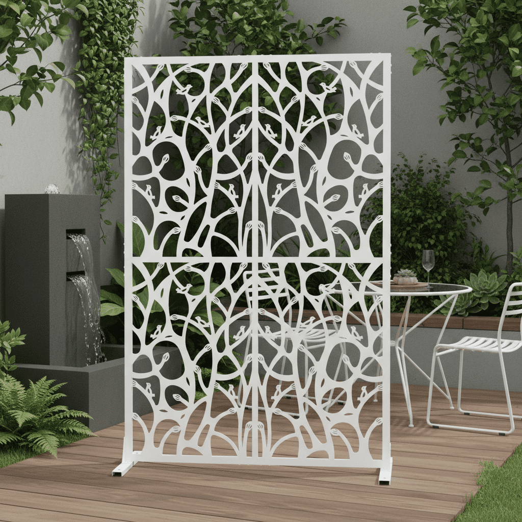 White Bird Shape Metal Privacy Screen, 3.8ft x 6ft Free Standing Room ...