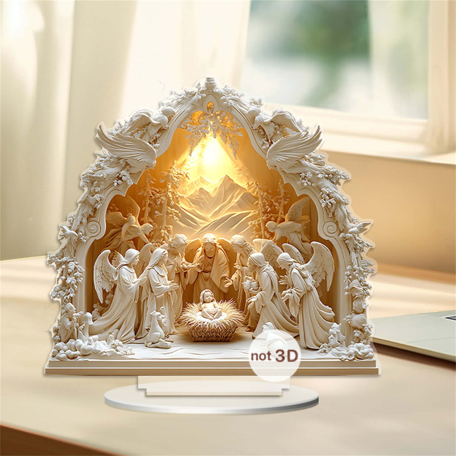 White Birth Scene Acrylic Desktop Ornament Festival Atmosphere ...