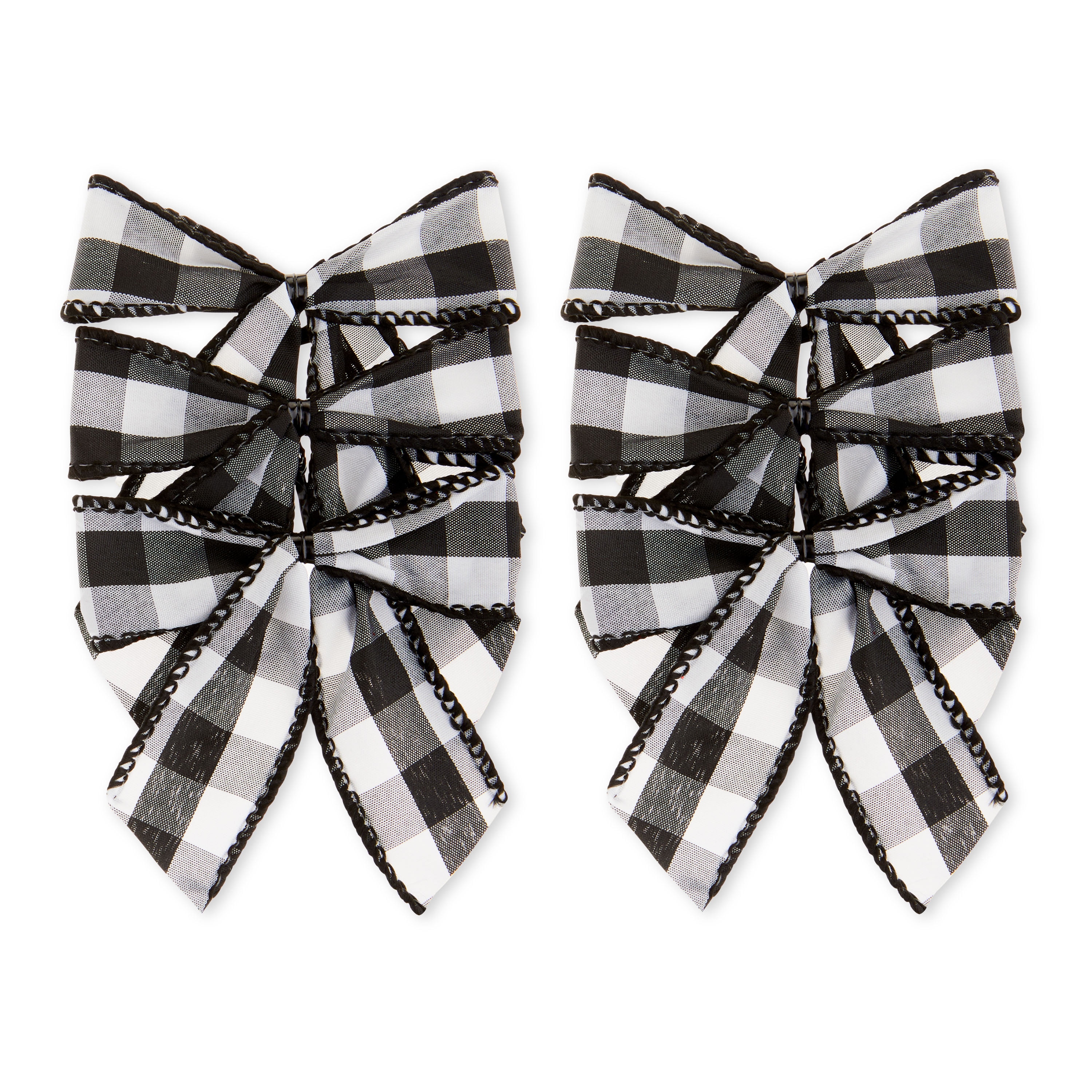 White & Black Buffalo Plaid Mini Bows, 6 Count, by Holiday Time ...