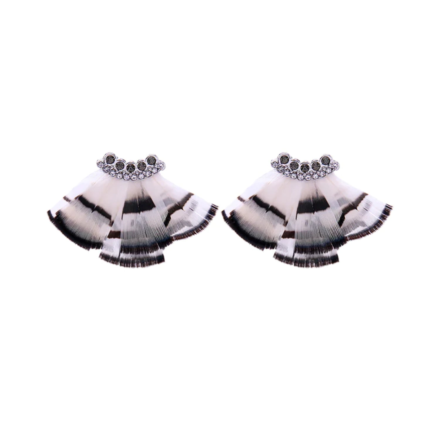 White Black Clustered Feather Drop Earrings - Walmart.com