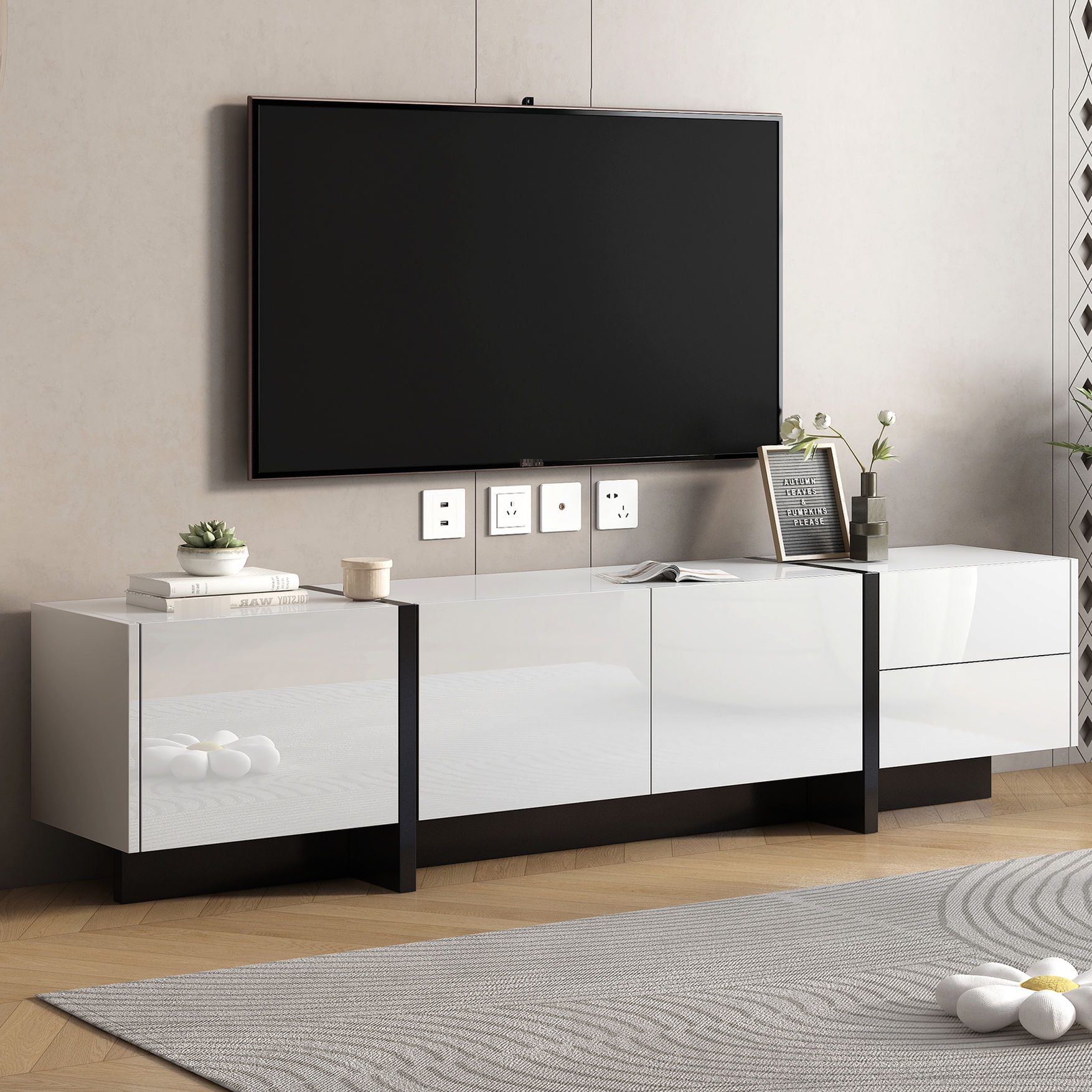 White & Black Color Scheme - 2 Drawers for Small Items - Living Room ...