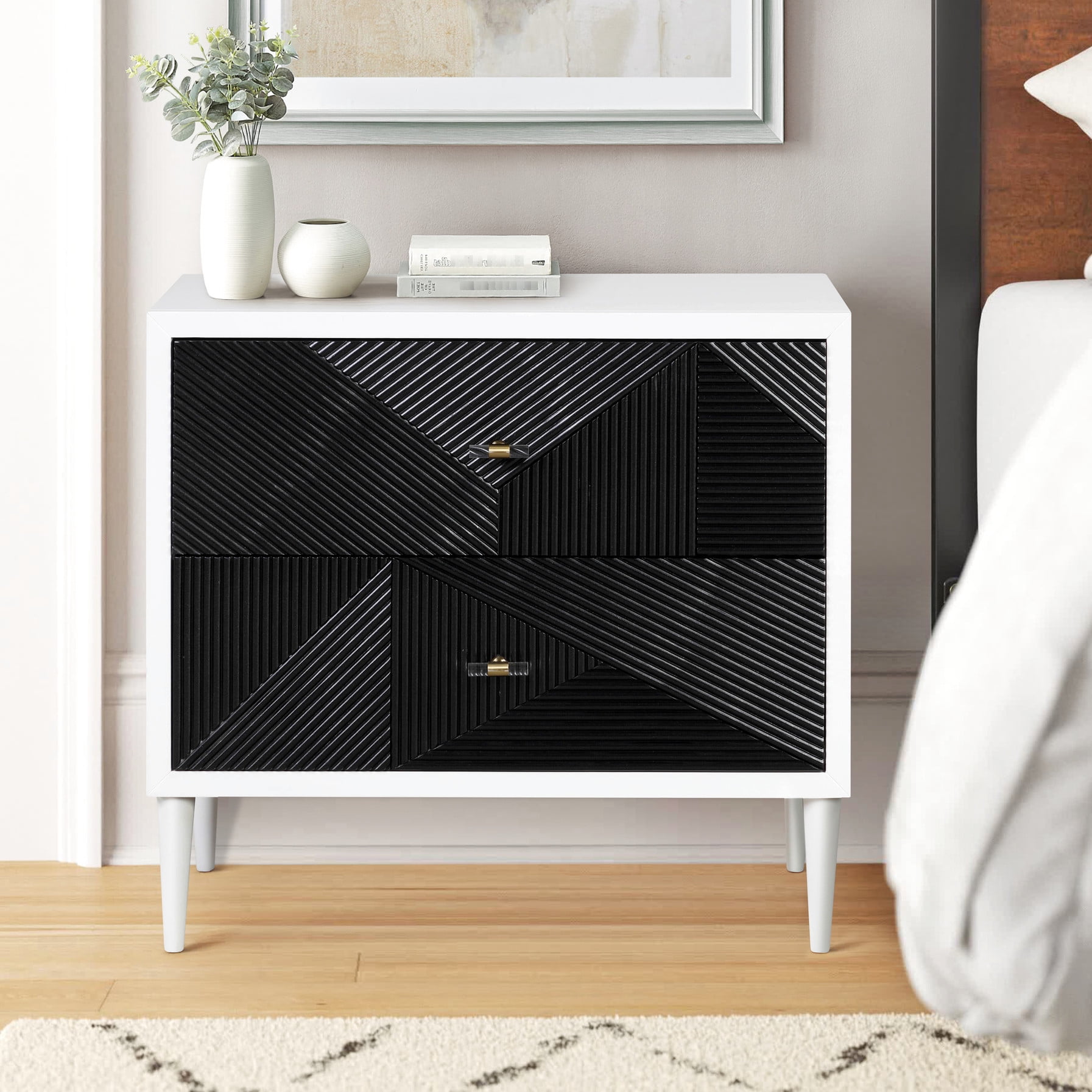 White - Black Color Scheme - Two Drawers for Small Stuff - Bedroom ...