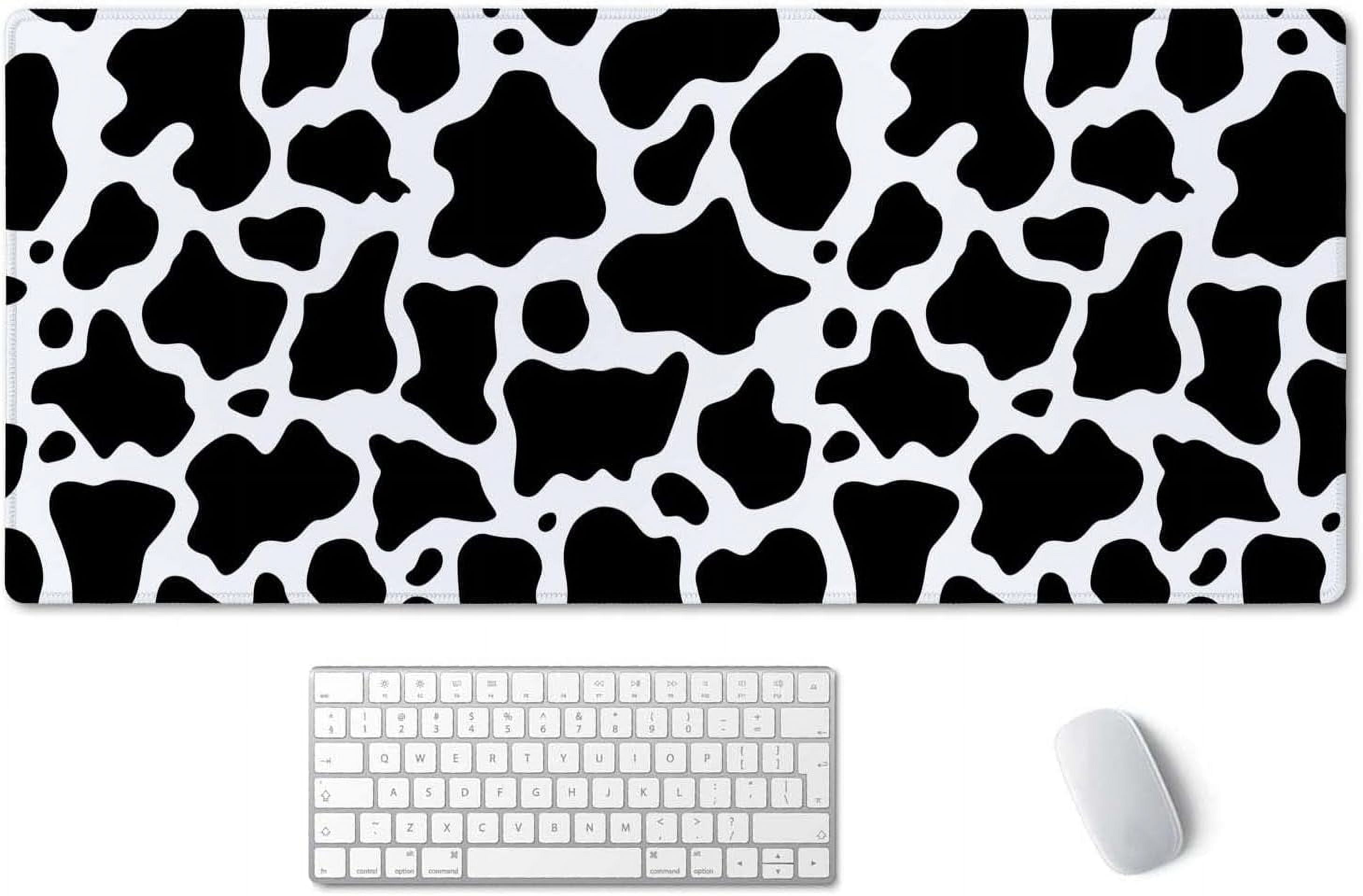 White Black Cow Pattern Desk Pad, Personalized Desk Mat, Cow Print Desk ...