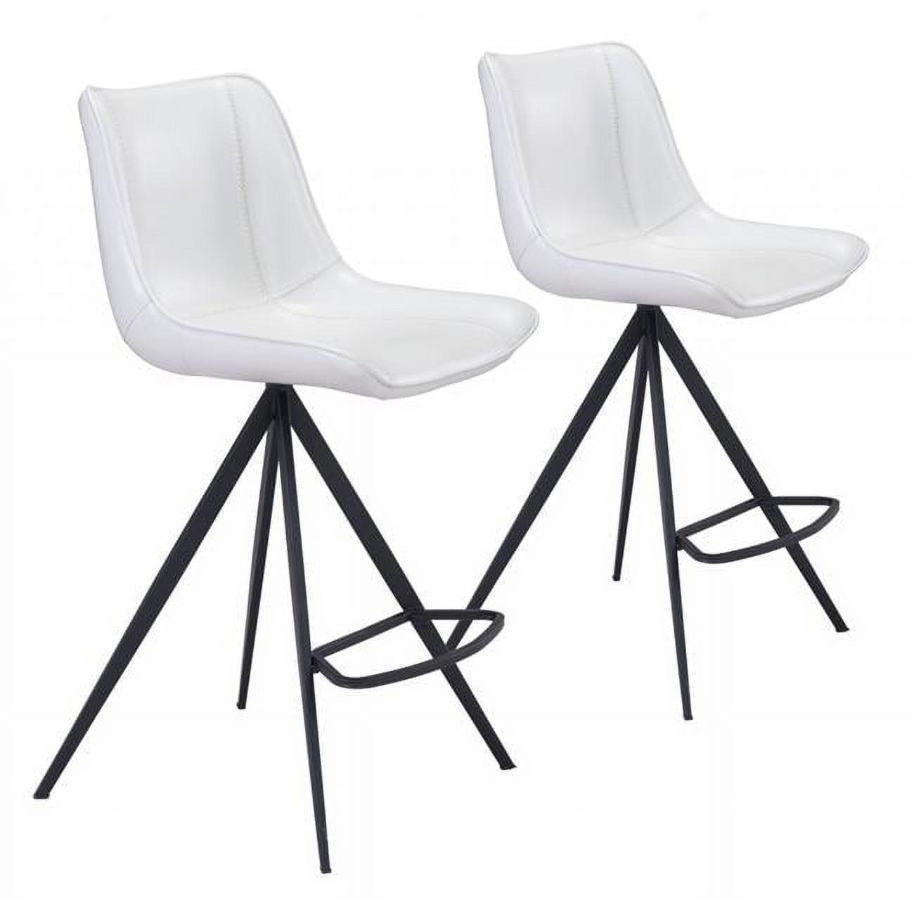 White & Black Faux Leather Triangle Base Counter Chairs - Set of 2 ...