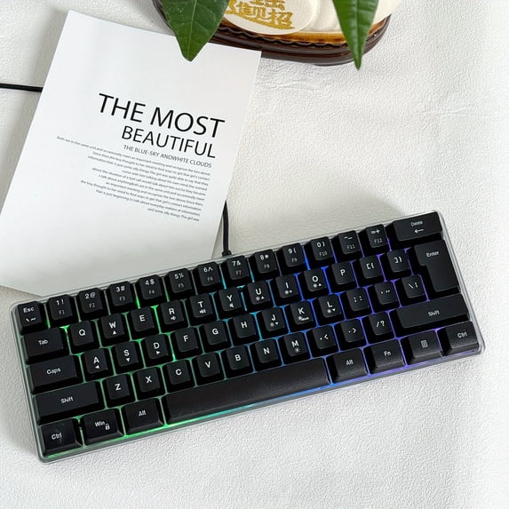 [White/ Black/ Gray]61-Key Membrane Keyboard with RGB Backlit ...