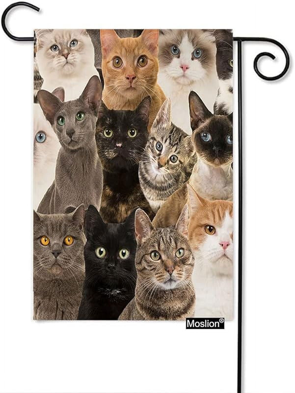 White Black Gray Cats Garden Flag Vertical Double Sided Portrait of ...