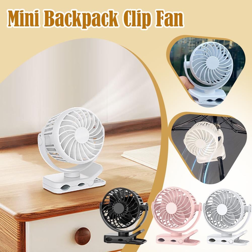 White + Black Lotte Umbrella Clip Fan Neck USB Fan Mini Backpack Clip ...