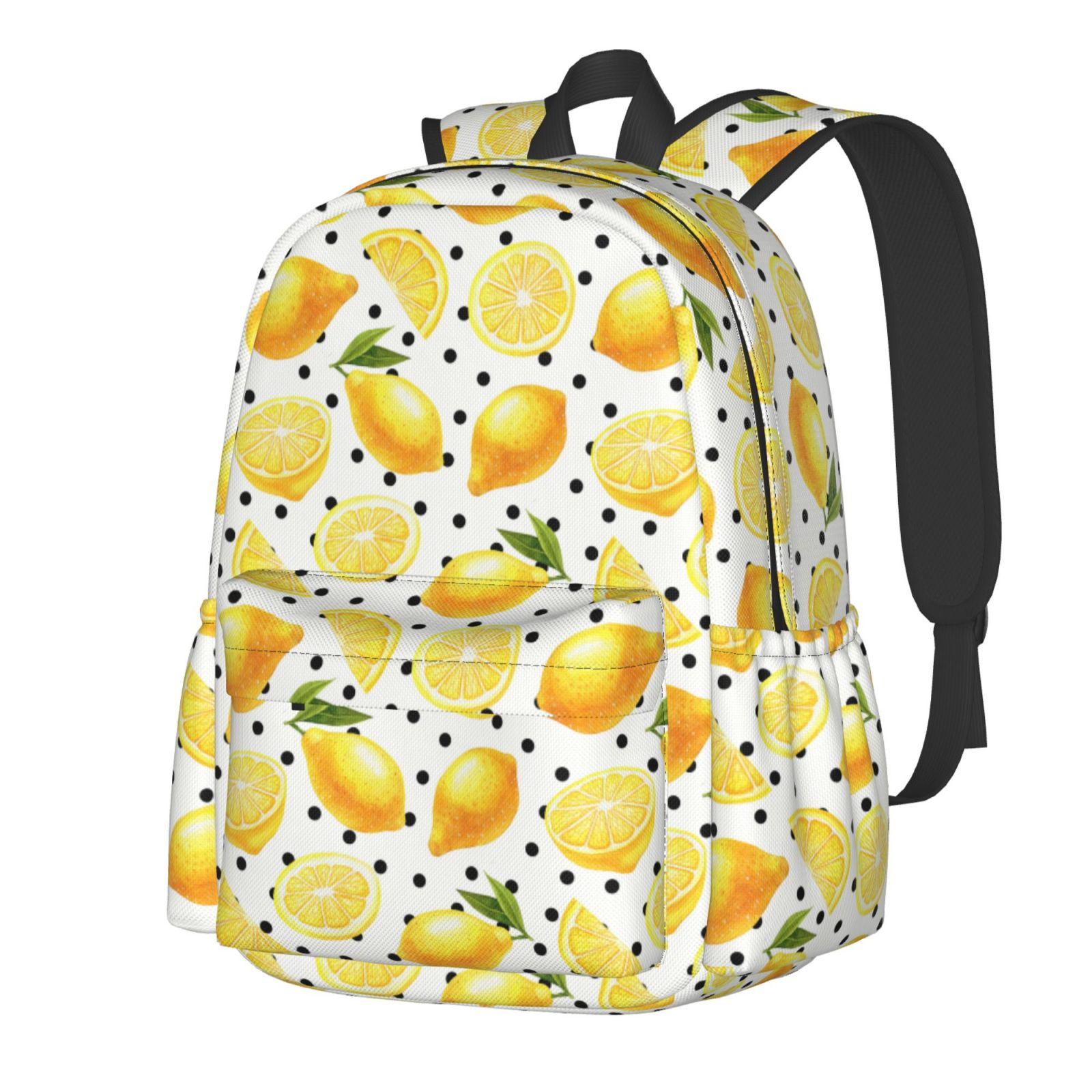 White Black Polka Dot Fruit Backpack for Men Women Laptop Backpack ...