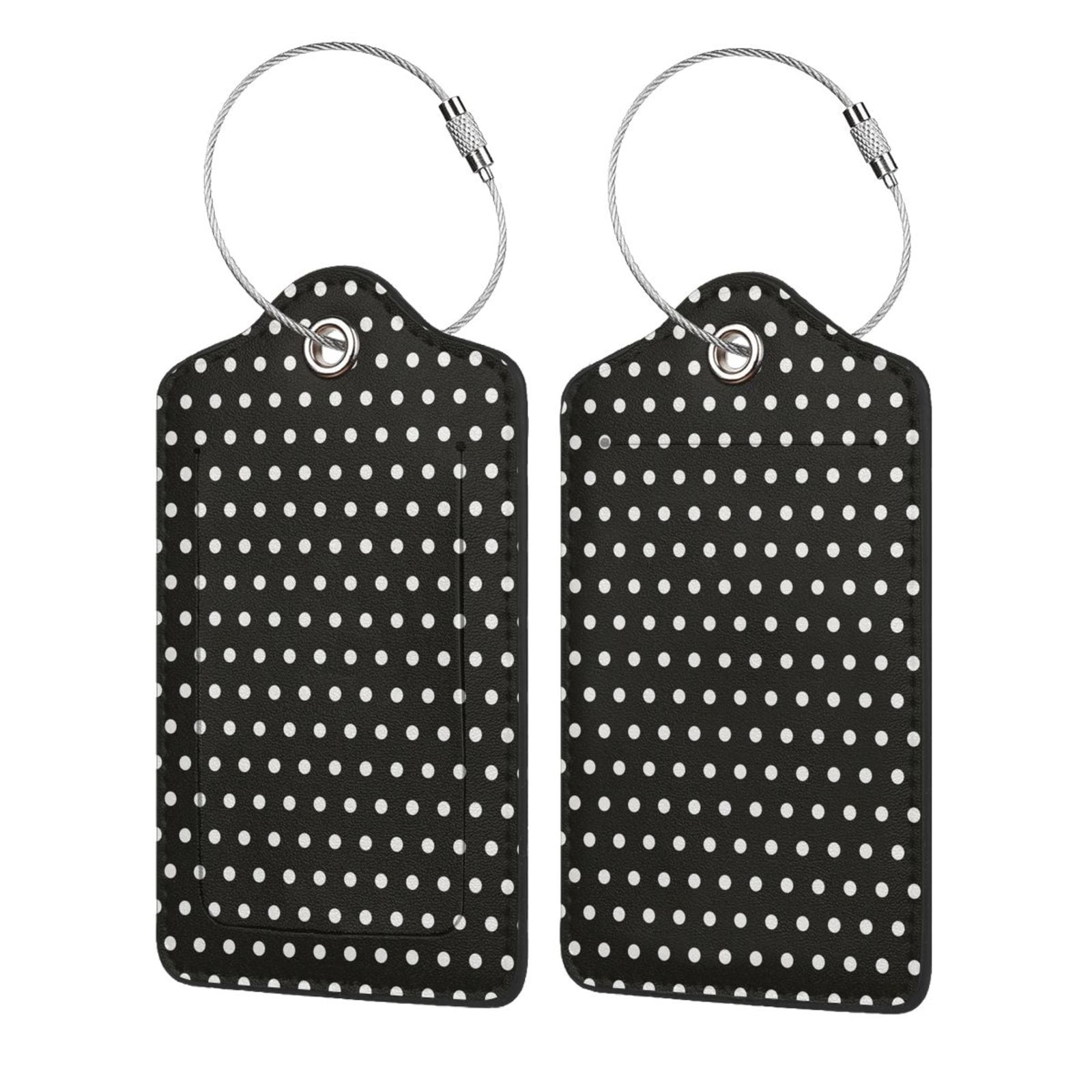 White Black Polka Dot Luggage Tags for Suitcase PU Privacy Cover ID ...