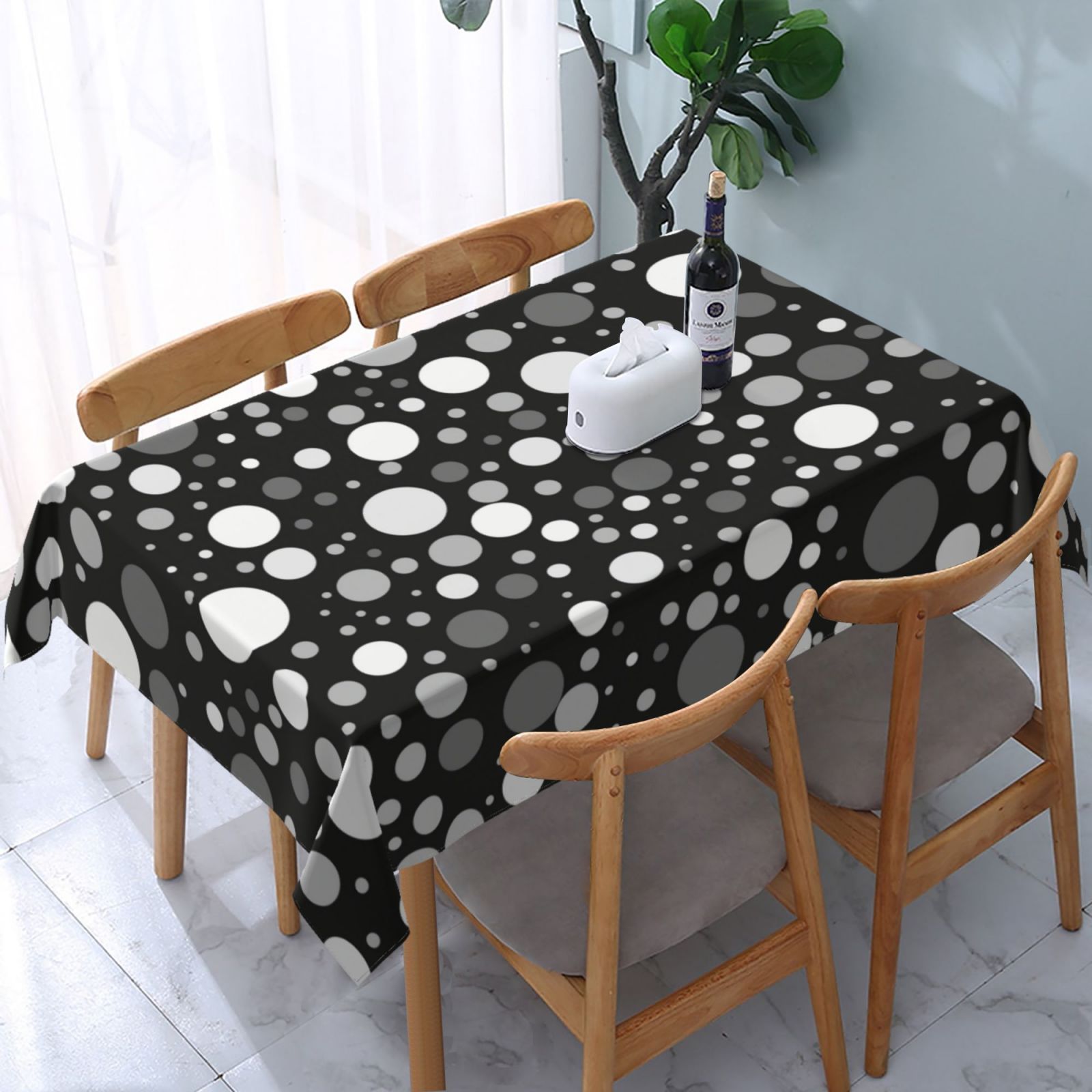 Black And White Polka Dot Table Linens