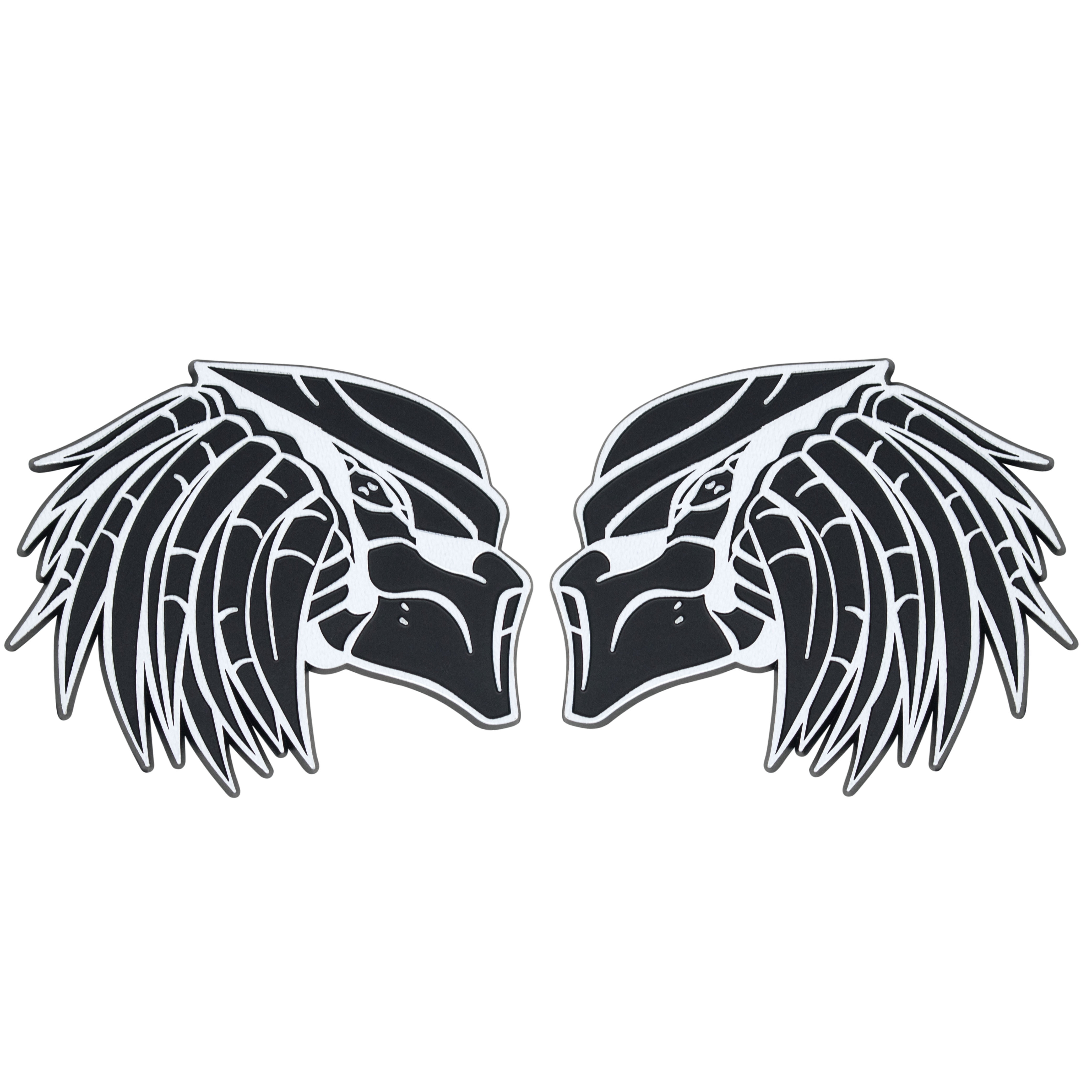 White/Black Right & Left Facing Predator Emblem Badge (Set of 2) Auto ...