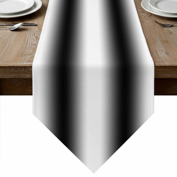 White Black Table Runner Linen Burlap Table Runner 108 Inches Long ...
