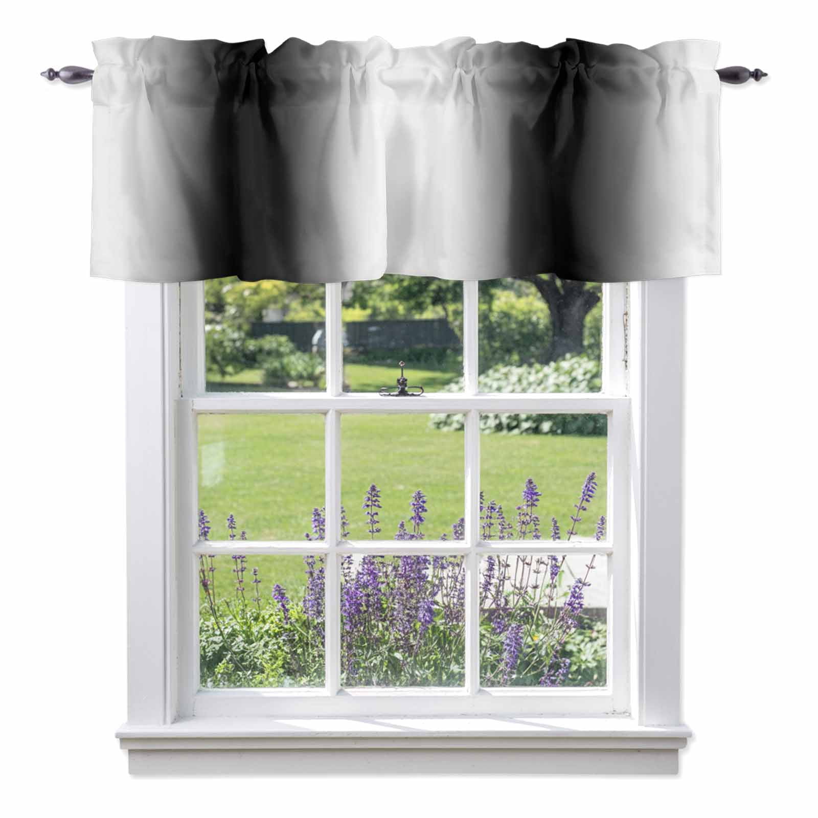 White Black Valances for Windows, Gradient Modern Art Ombre Valance ...