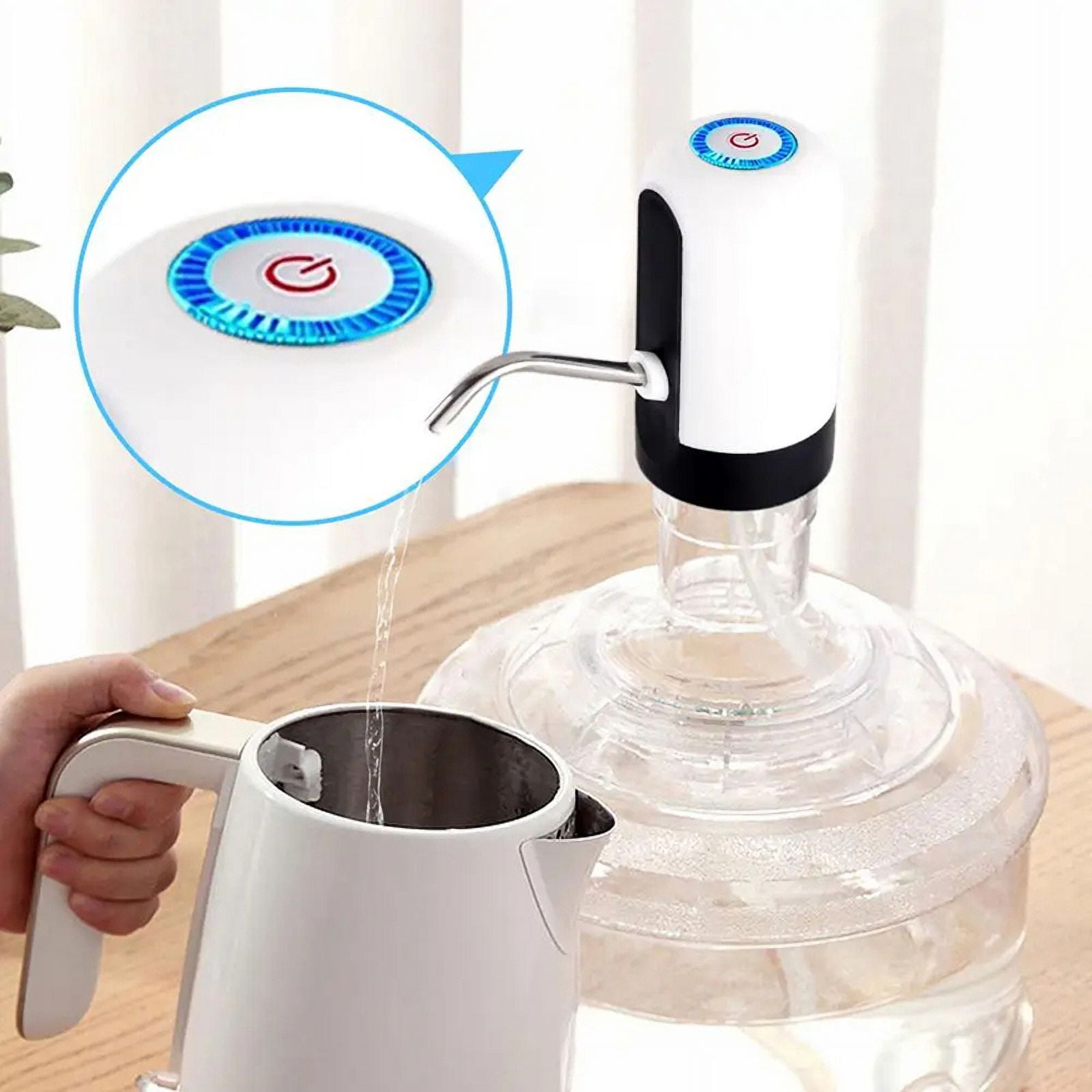 White/Black Water Bottle Pump USB Charging Auto Switch Drinking ...