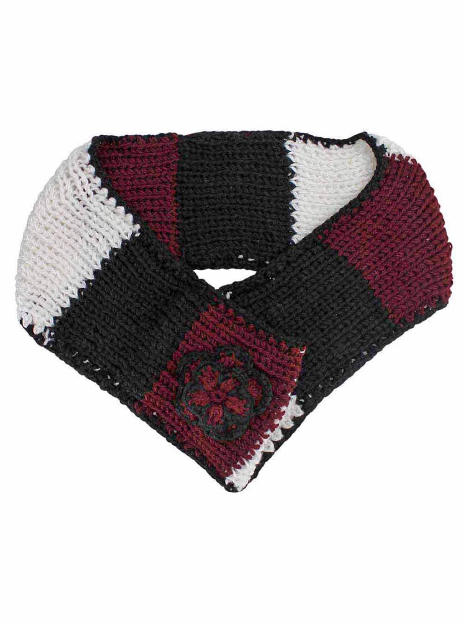 White Black Wine Color Block Knit Infinity Scarf - Walmart Business ...