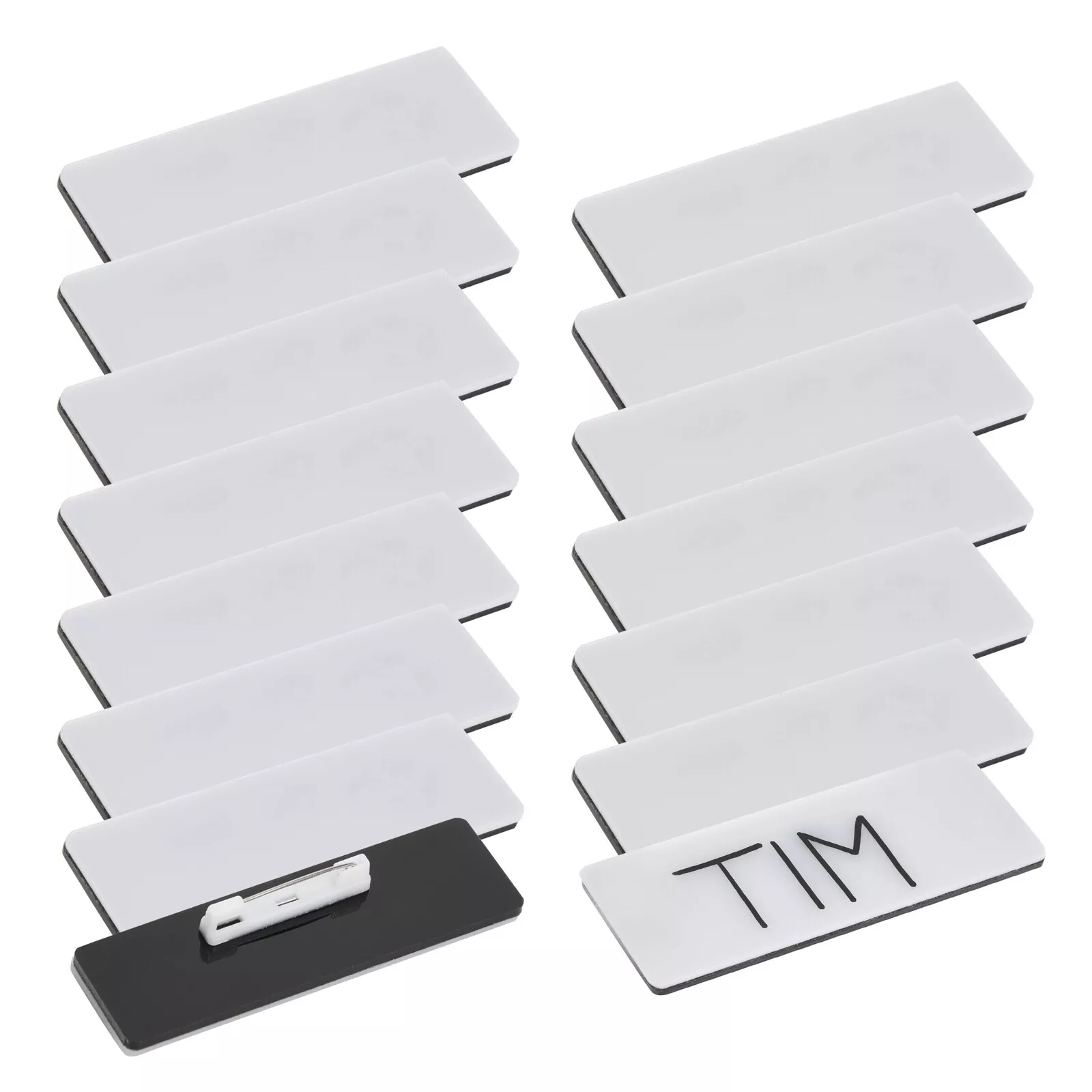 White Blank Name Tag Pins for Employee ID Badges, Retail (3 x 1 In ...