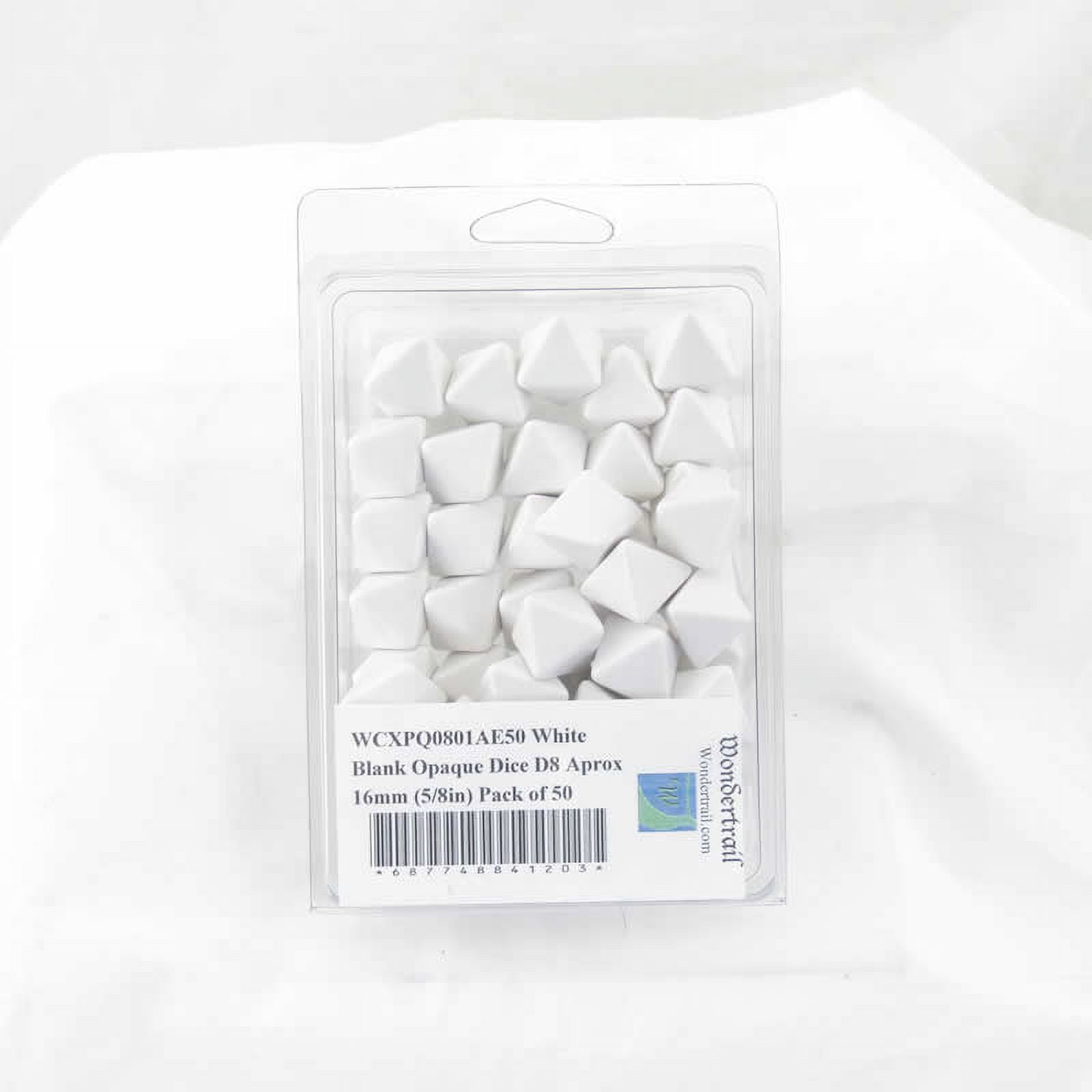 White Blank Opaque Dice D8 Aprox 16mm (5/8in) Pack of 50 Wondertrail ...
