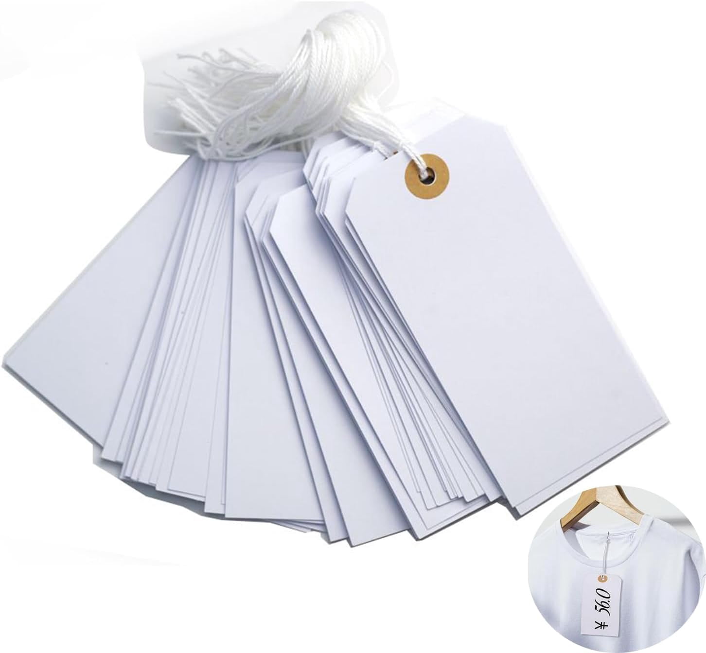 White Blank Tags with Elastic String, 100pcs Large Marking Hang Tags ...