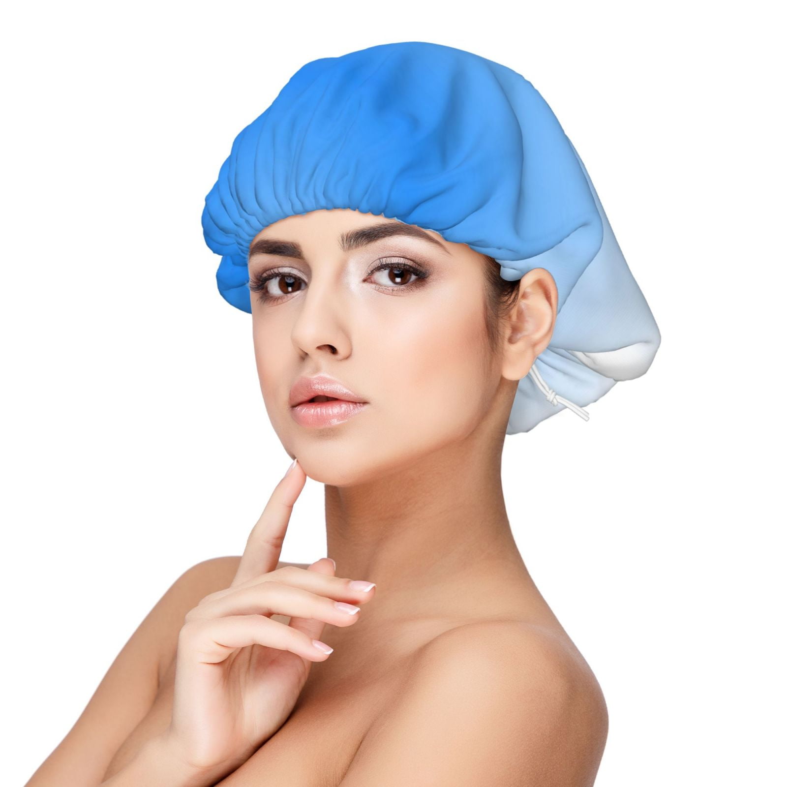 White Blue Gradient Sleep Cap Satin Bonnet Night Sleeping Soft Hair ...