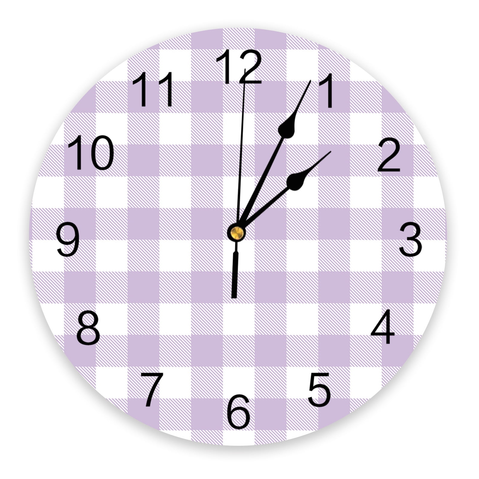 White Blue Plaid Wall Clock For Home ration Living Room Quartz Needle ...
