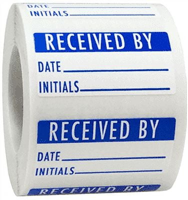 White & Blue "RECEIVED BY: DATE - INITIALS" Labels | 0.75 x 1.5 Inch ...