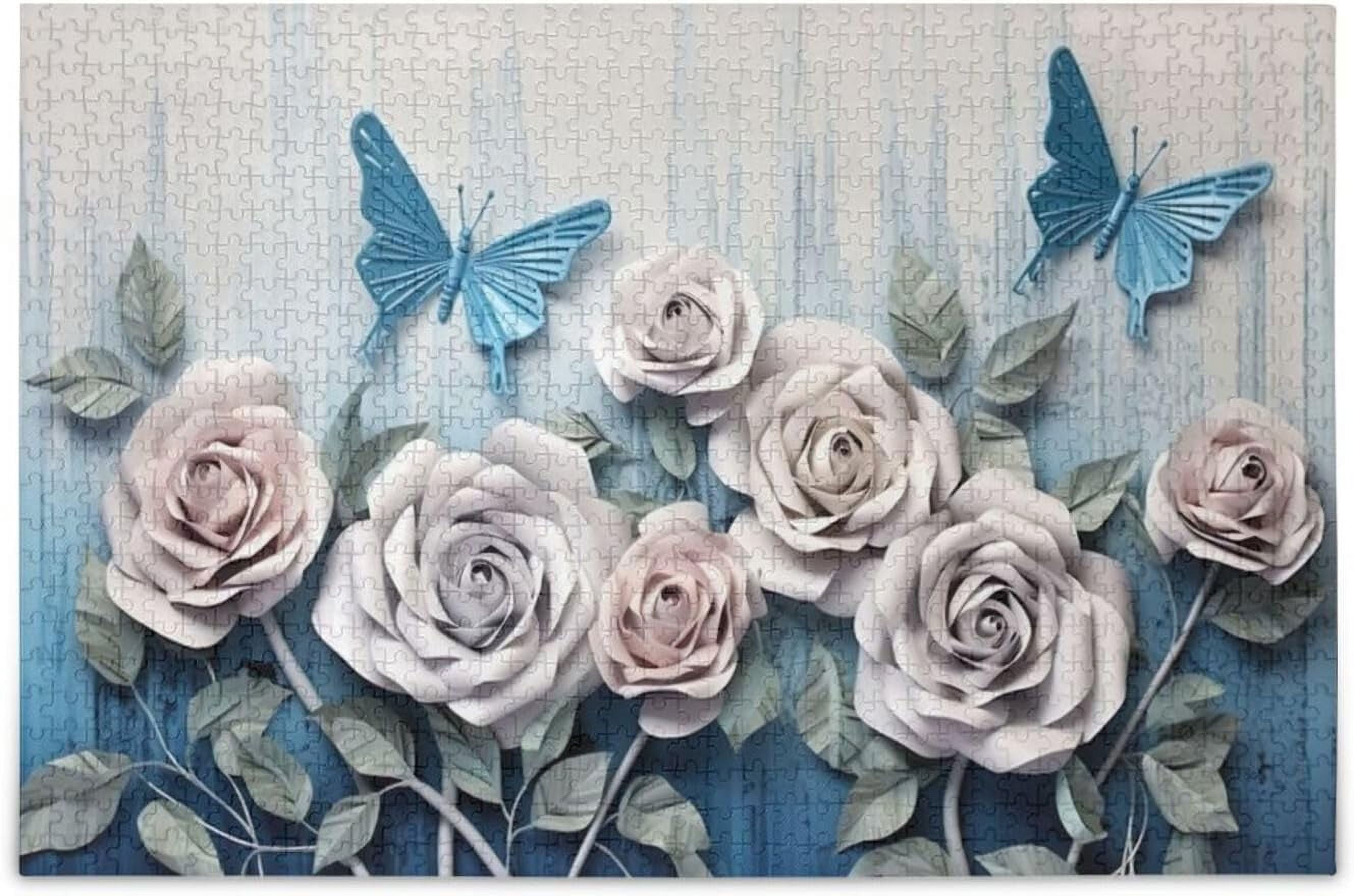 White Blue Roses Jigsaw Puzzles 500 PiecesPuzzles for Adults Family ...