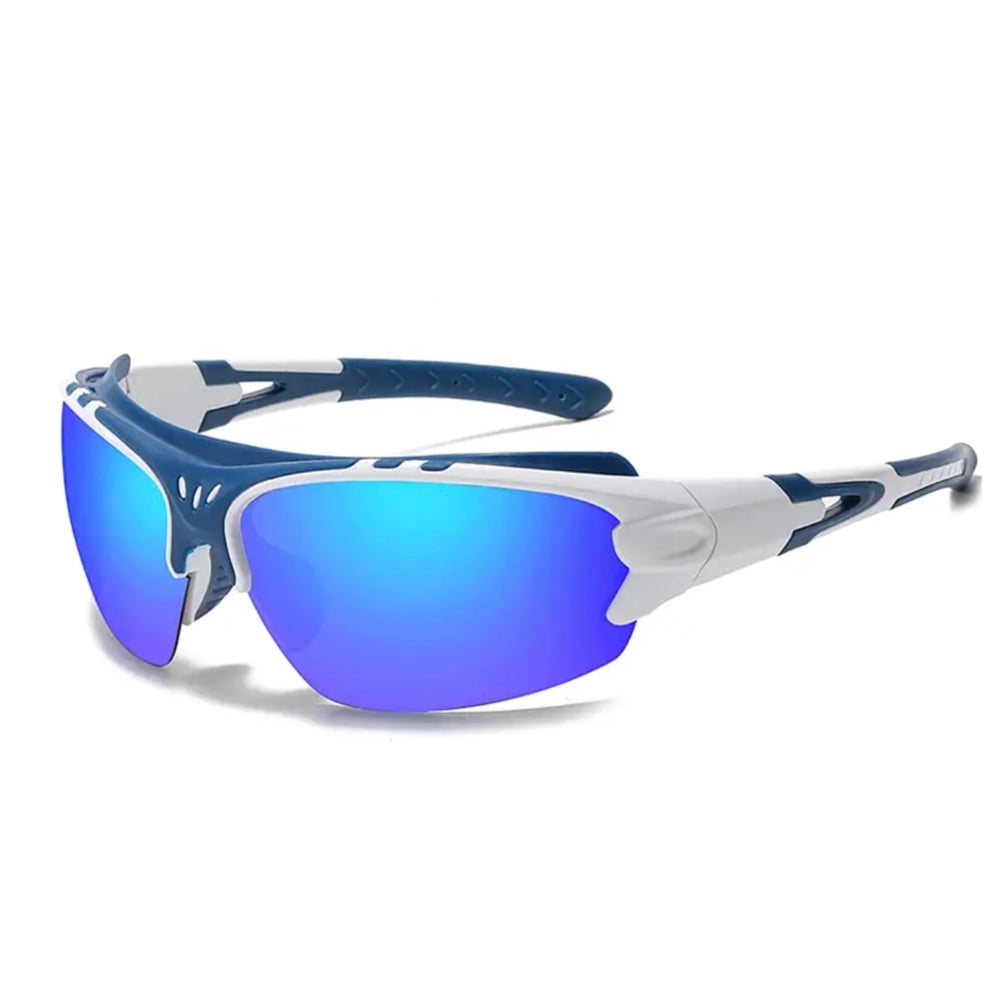 White Blue Shield Wraparound Sports Running Hiking Cycling Fishing Golf ...