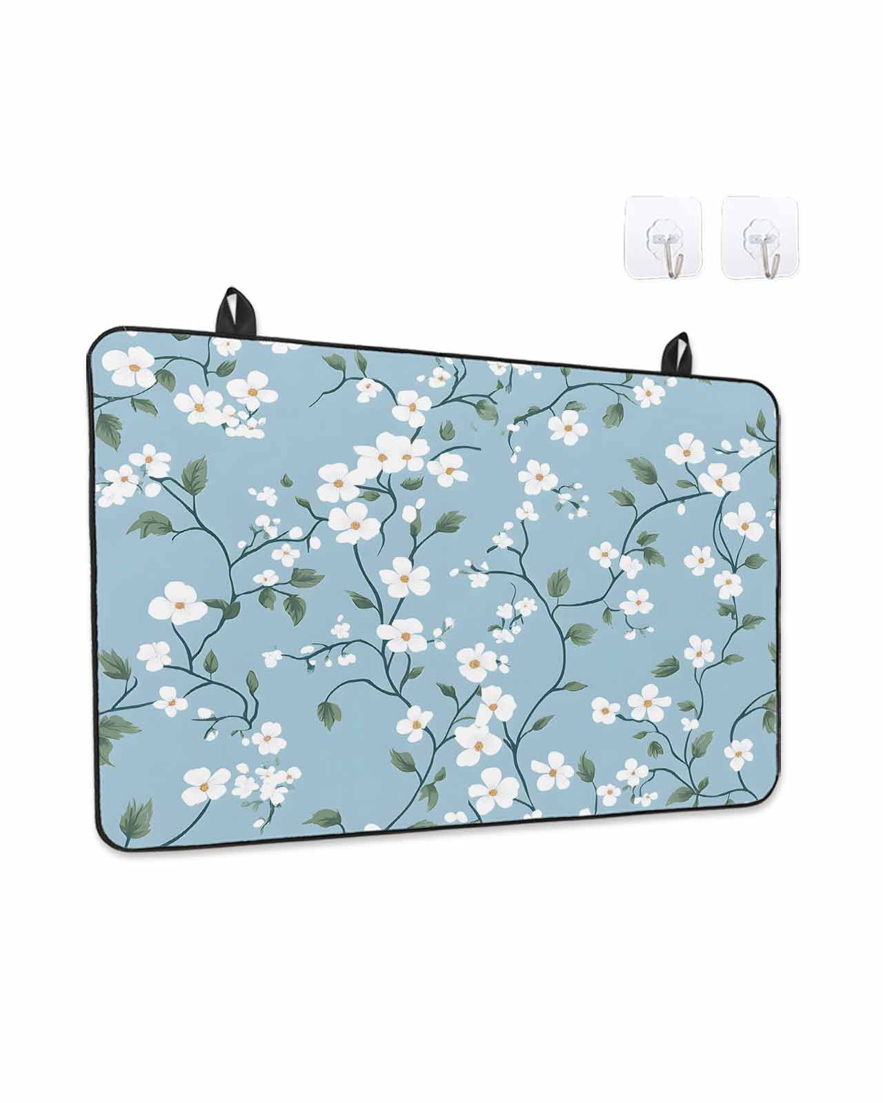 White Blue Spring Floral Stove Top Covers for Electric Stove, Kitchen ...