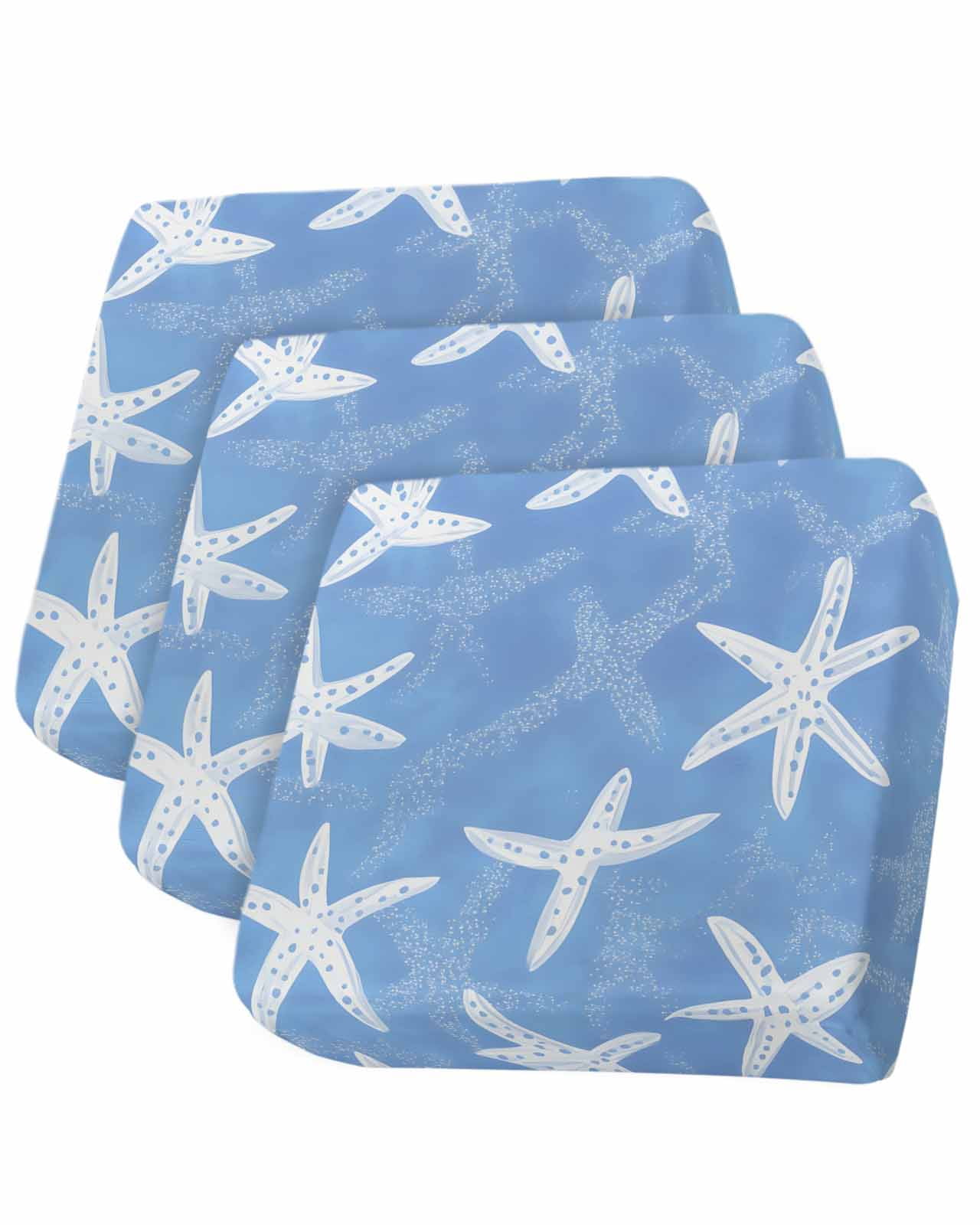 White Blue Starfish Coastal Sofa Couch Cushion Covers Washable ...