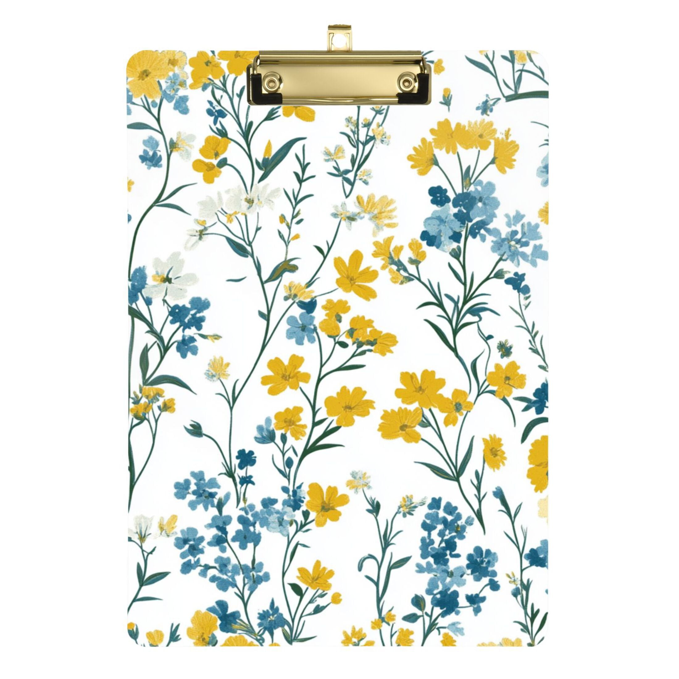 White Blue Yellow Florals Green Leaves Acrylic Clipboard Drawing Board ...