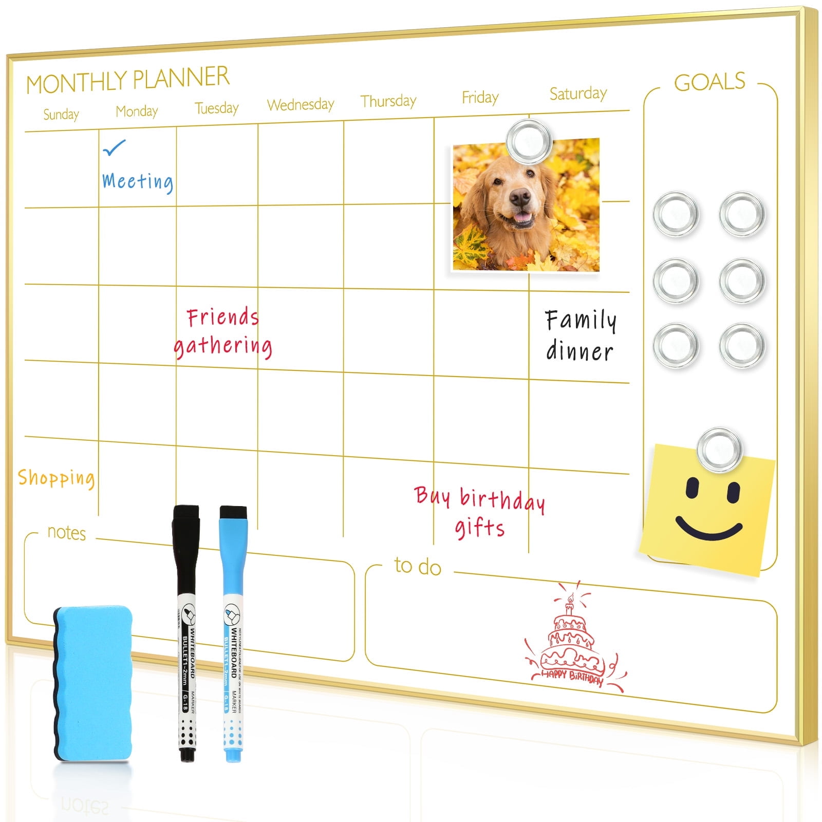 White Board Calendar Magnetic Monthly Calendar Whiteboard 24"x18" Dry ...