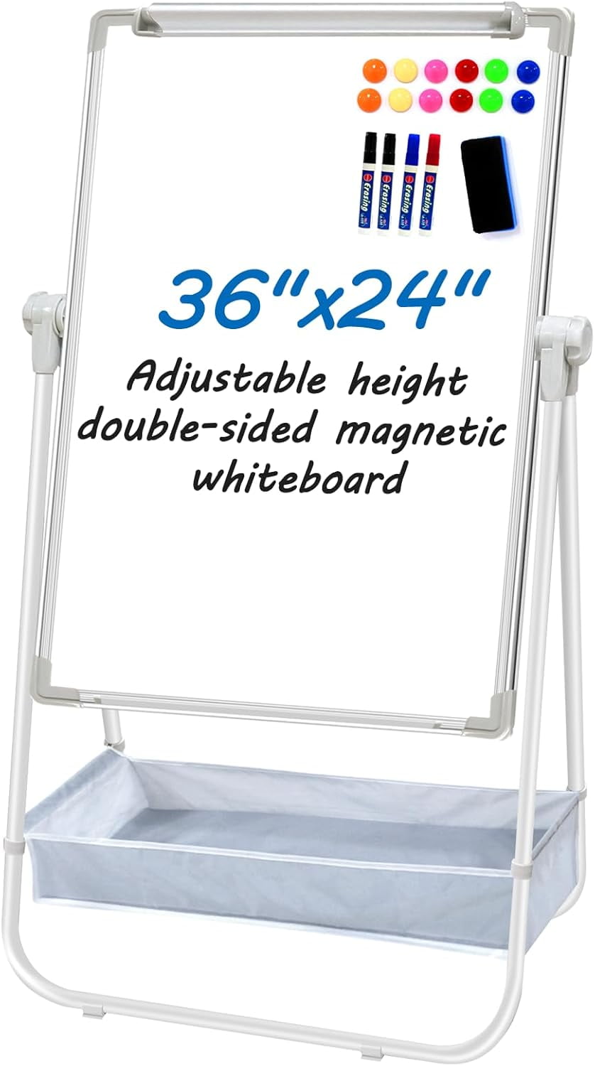 White Board with Stand Double Sided 36"X24" Magnetic U Standing Easel ...